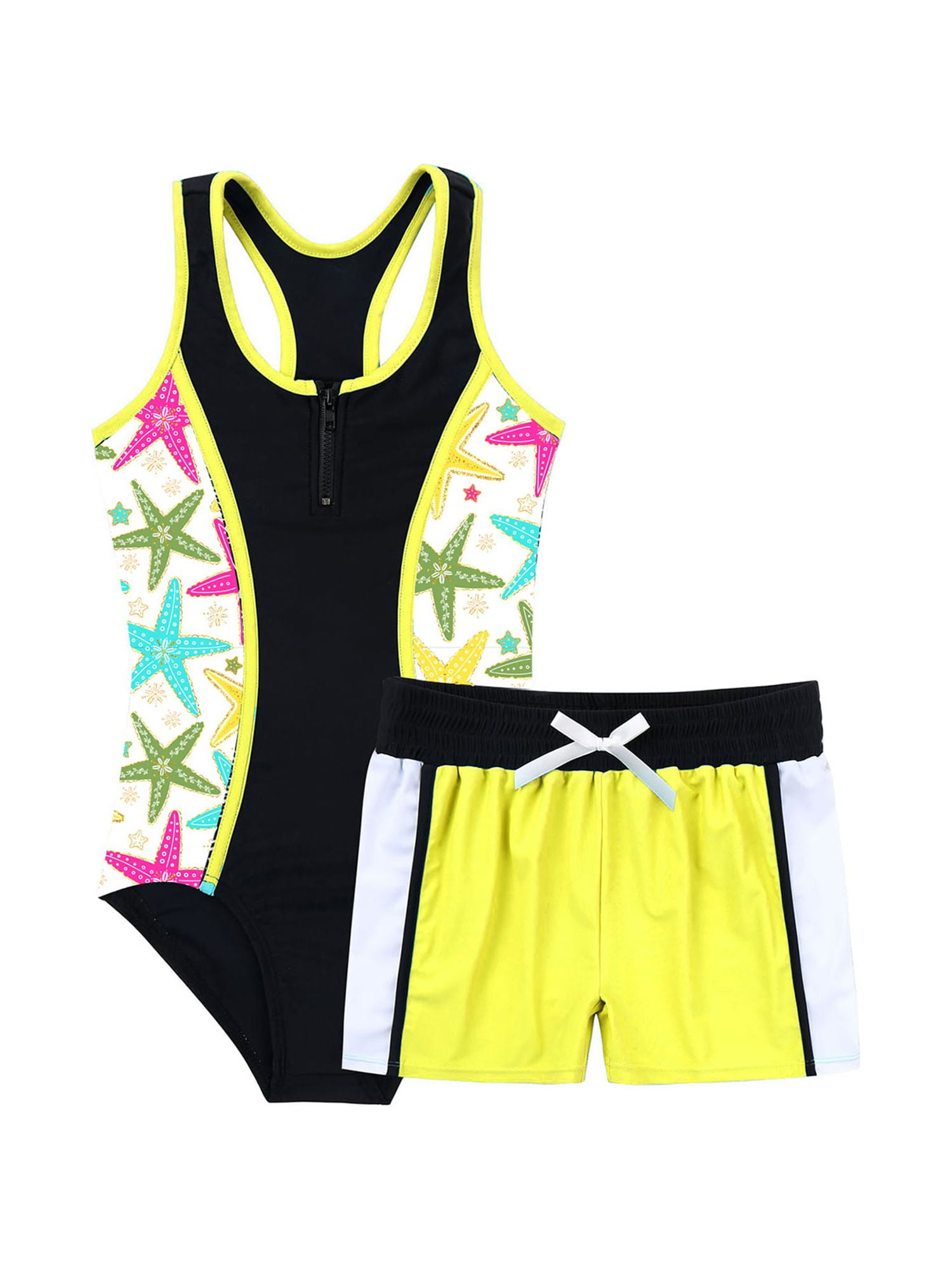 renvena Kids Girls 2-Piece Swimsuits Racer Back Jumpsuit with Bottoms ...