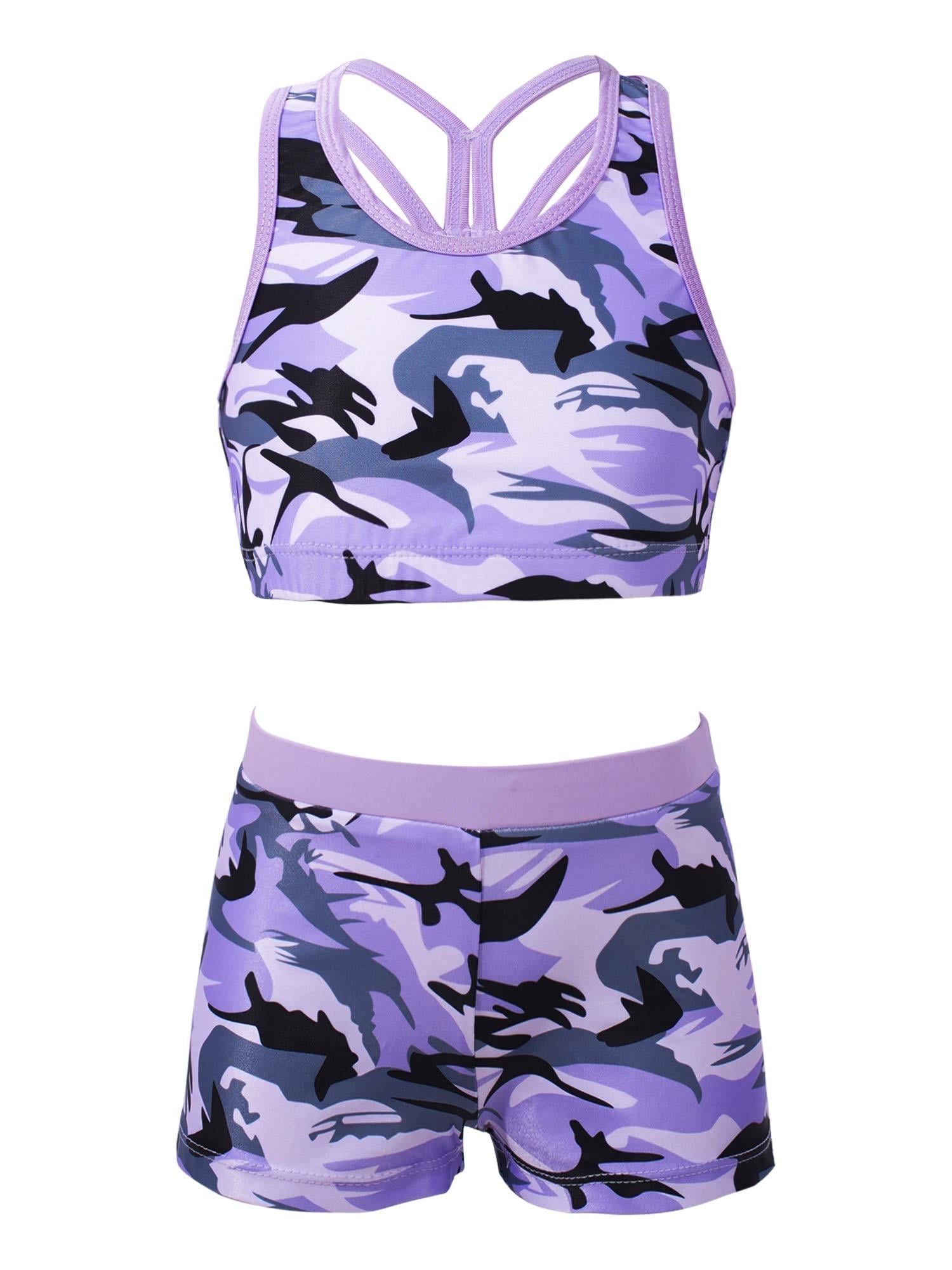 renvena Kids Girls 2 Piece Tankini Swimsuit Bikini Set Racerback Tank ...