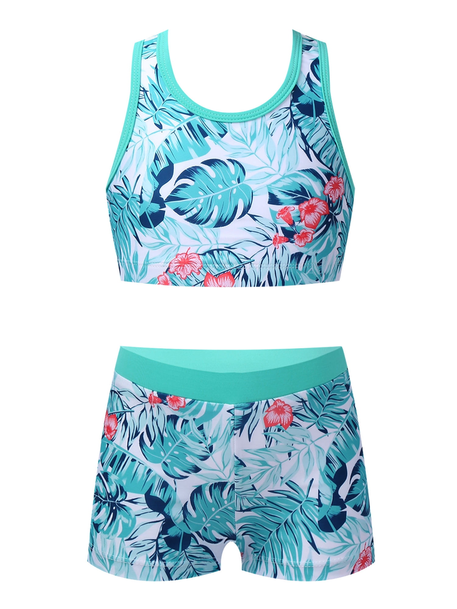 renvena Kids Girls 2 Piece Tankini Swimsuit Bikini Set Racerback Tank ...