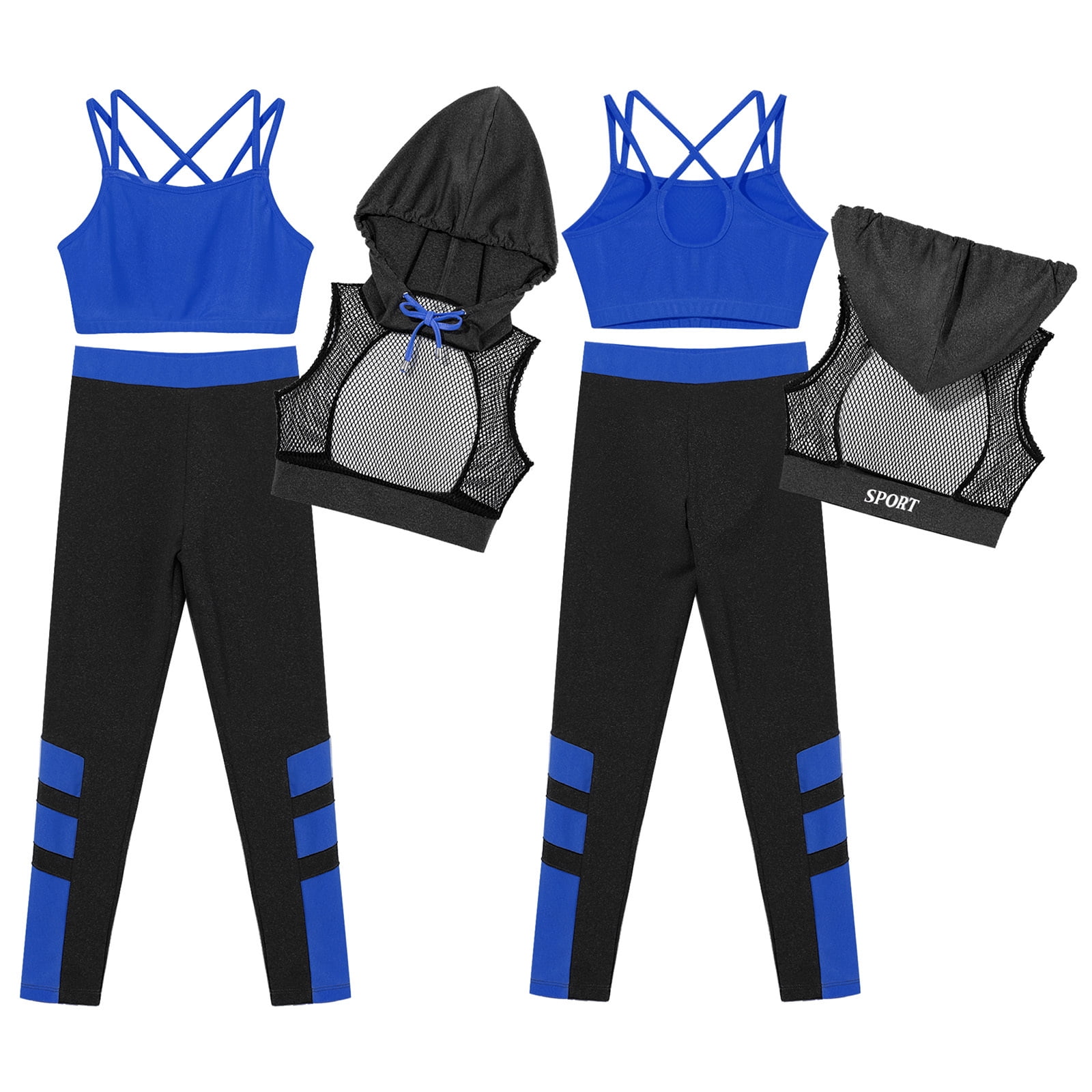 renvena Kids Girls Athletic Crop Top with Leggings Set Tracksuit Yoga ...