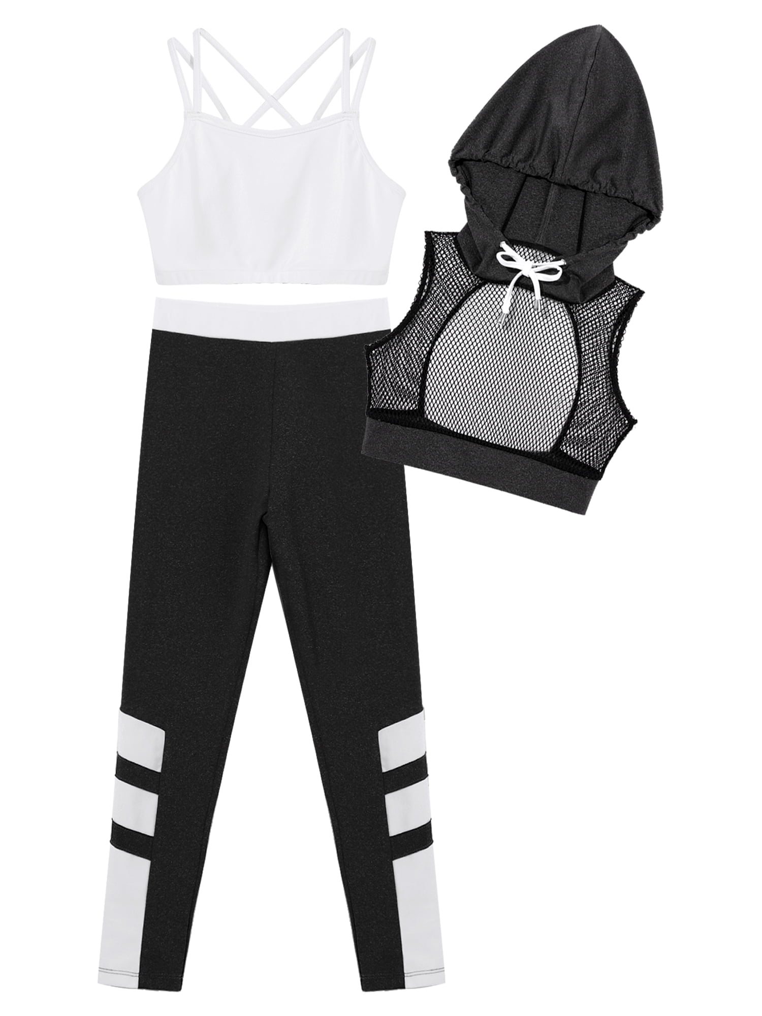 renvena Kids Girls Athletic Crop Top with Leggings Set Tracksuit Yoga ...