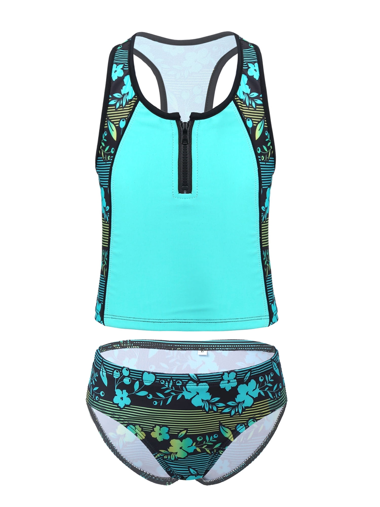 renvena Kids Girls Bathing Suit 3 Piece Floral Swimsuit Beach Swimwear ...