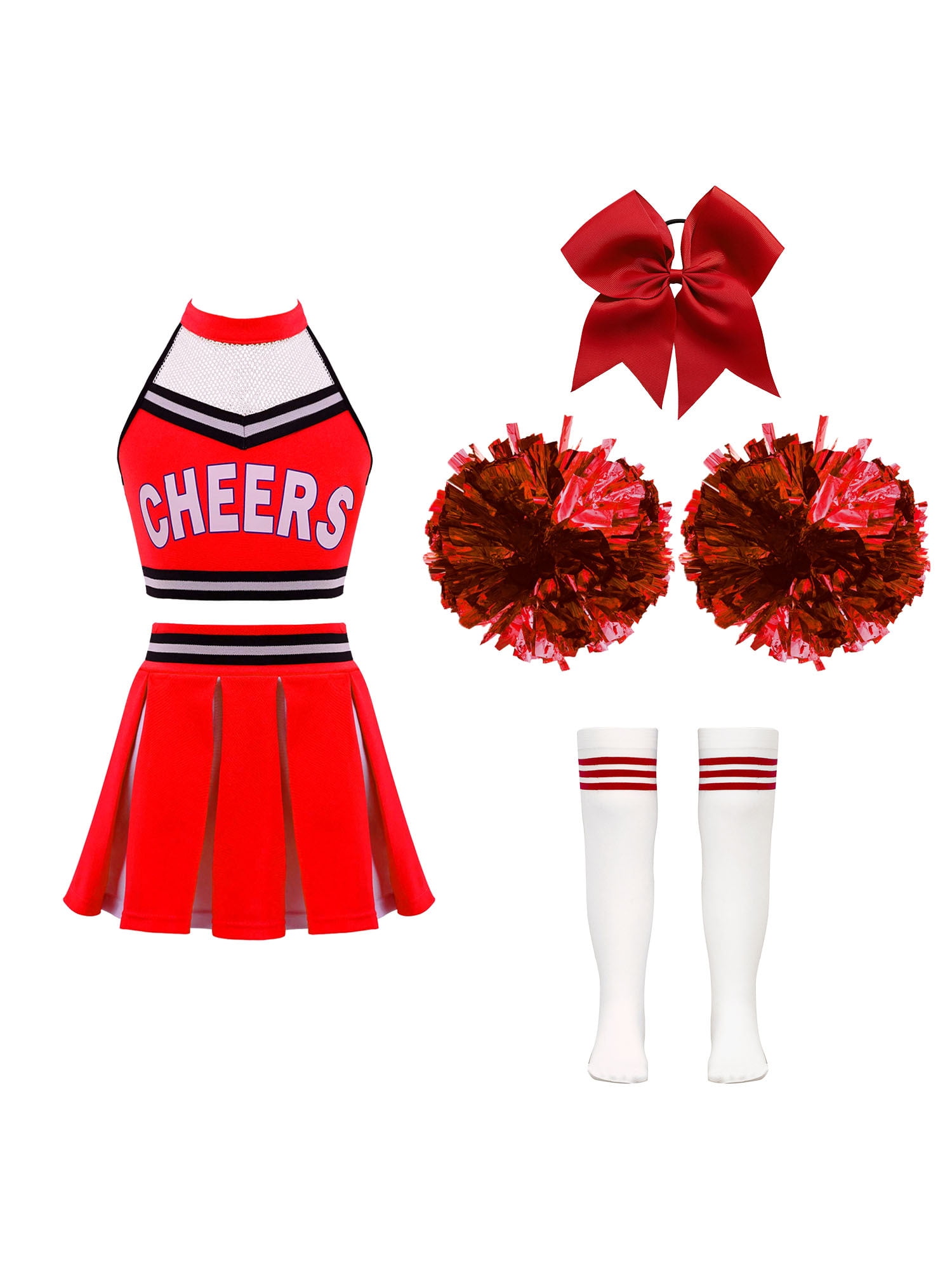 renvena Kids Girls Cheer Leader Costume Sleeveless Halter Neck Letters ...