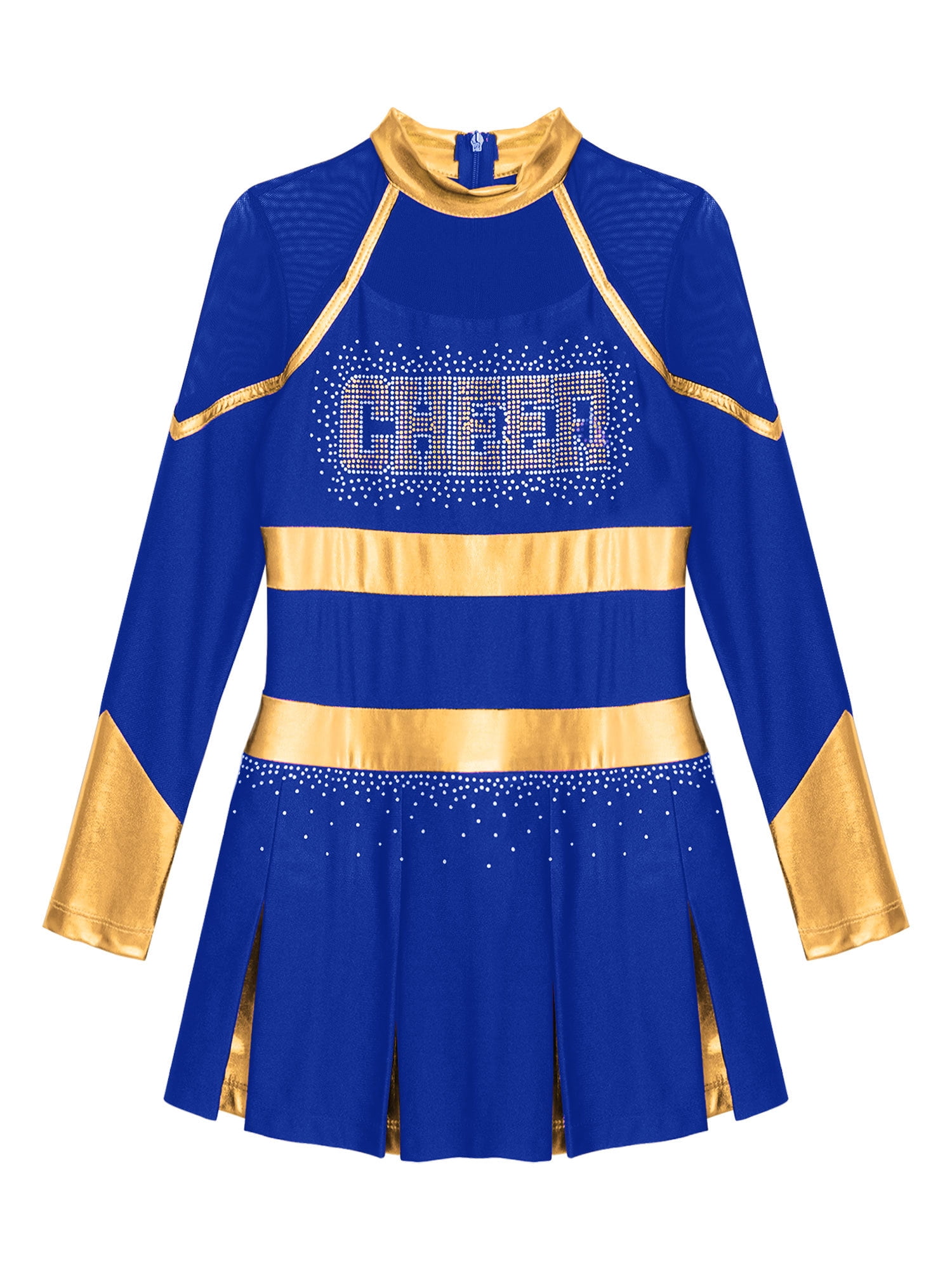 renvena Kids Girls Cheerleading Sequins Long Sleeve Cheer Leader Dress ...