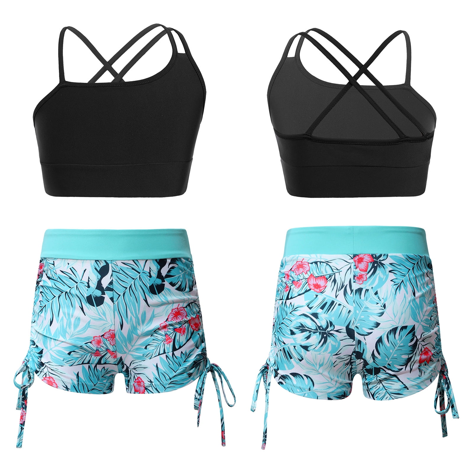 renvena Kids Girls Crop Tops and Shorts Set 2 Pieces Tankini Swimsuit 6 ...