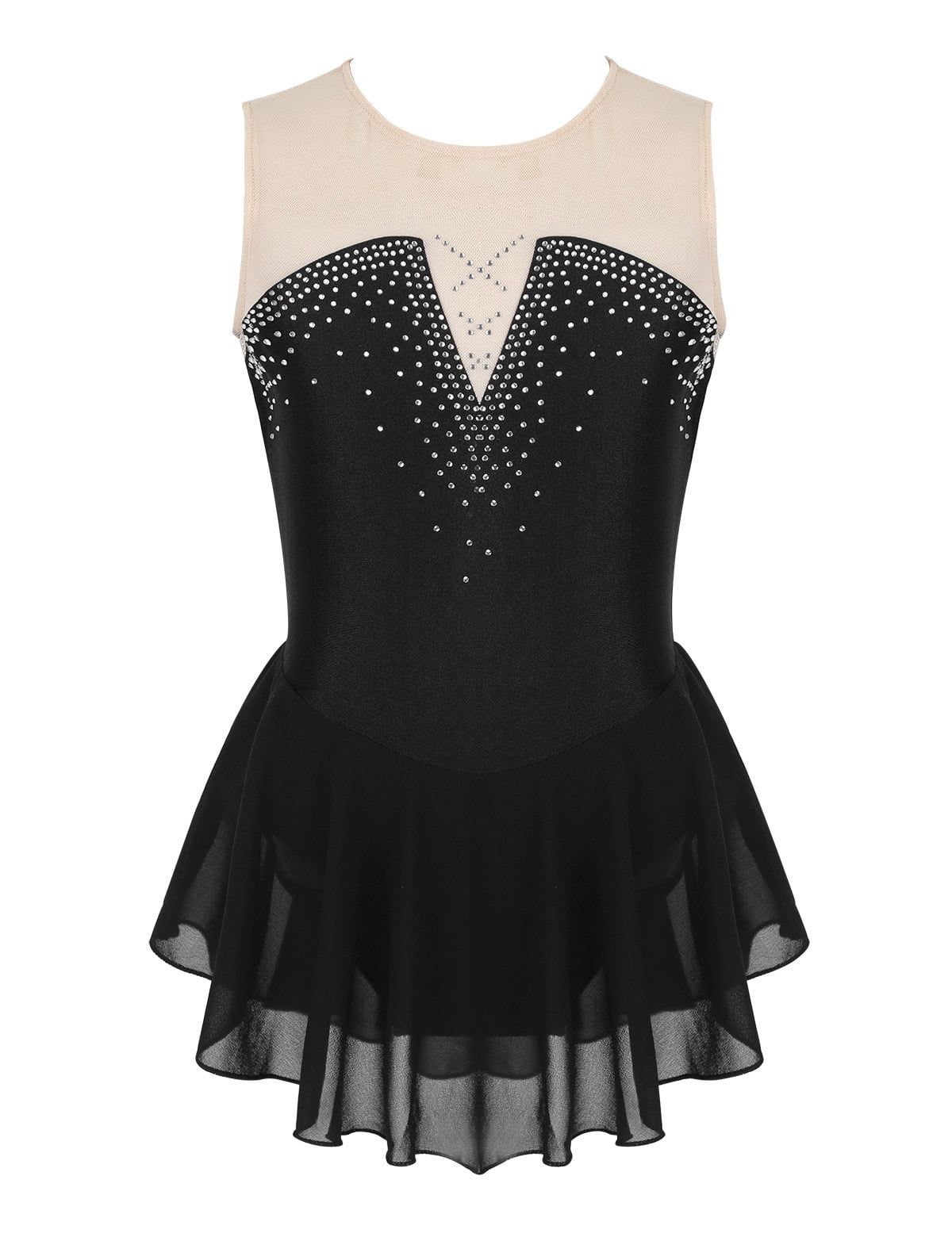 renvena Kids Girls Figure Ice Skating Dress Sleeveless Shiny Rhinestones Ballet Gymnastics ...
