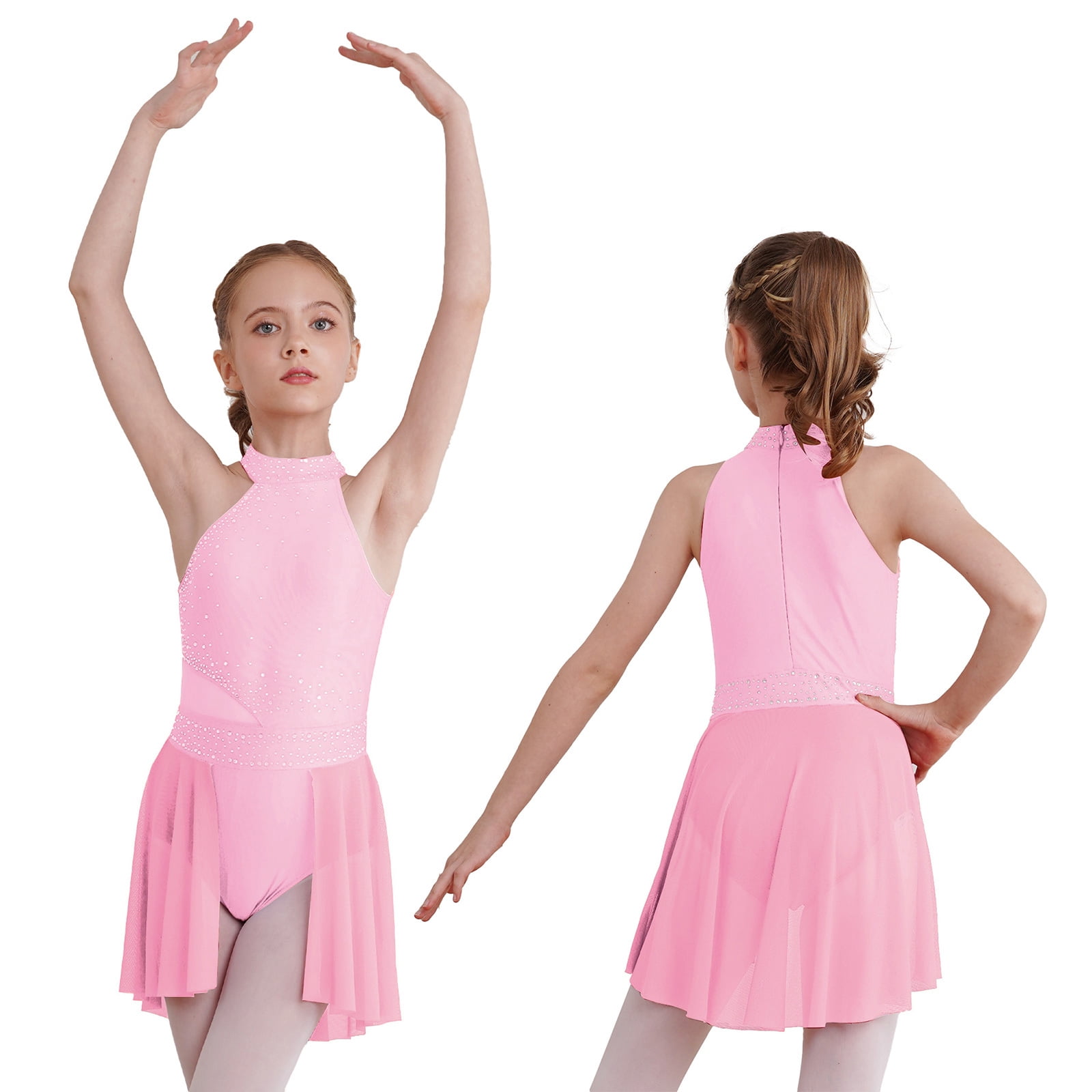 renvena Kids Girls Gymnastics Leotard High-Low Tutu Skirt Sleeveless ...