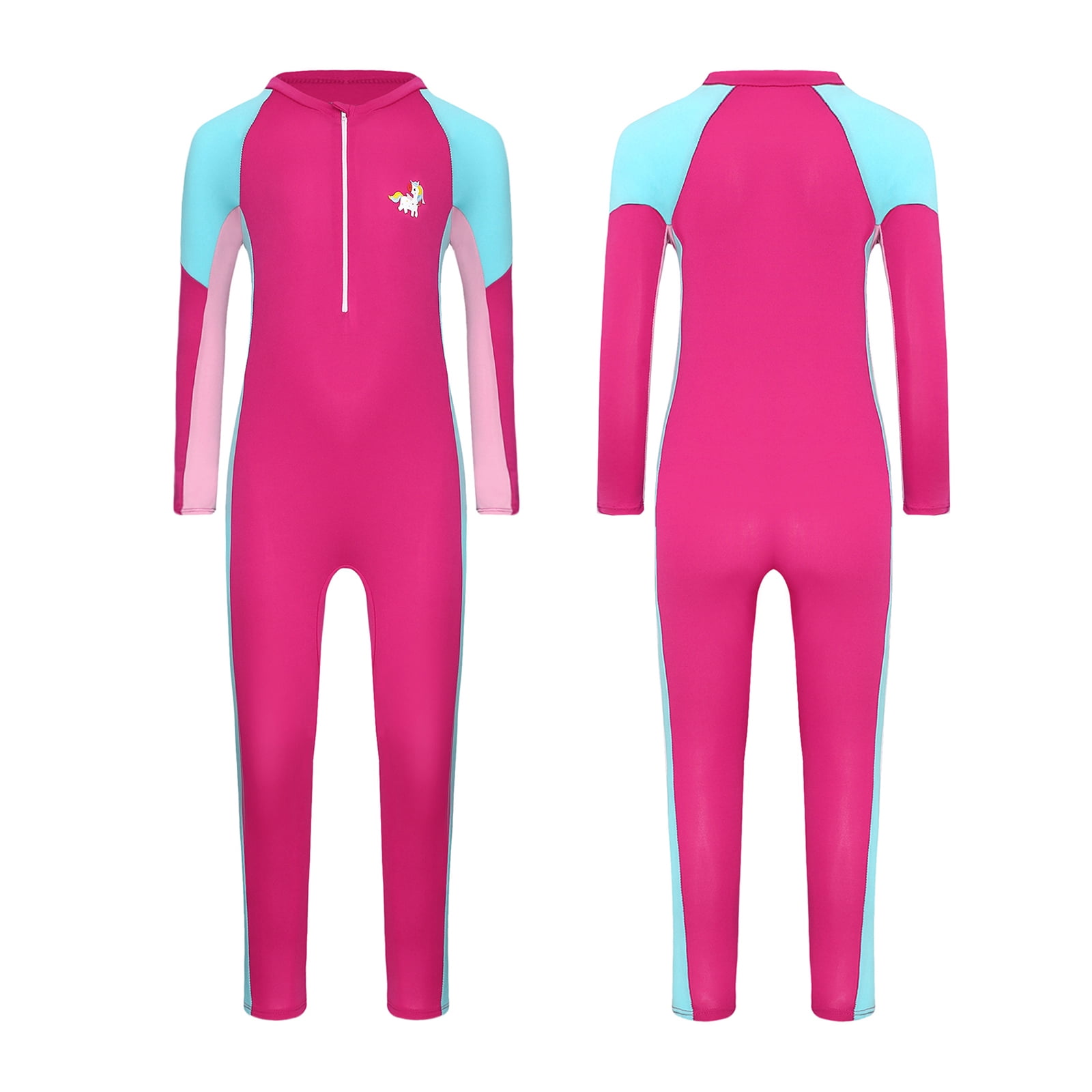 renvena Kids Girls Long Sleeve Athletic Swimsuit Beach Water Sport ...
