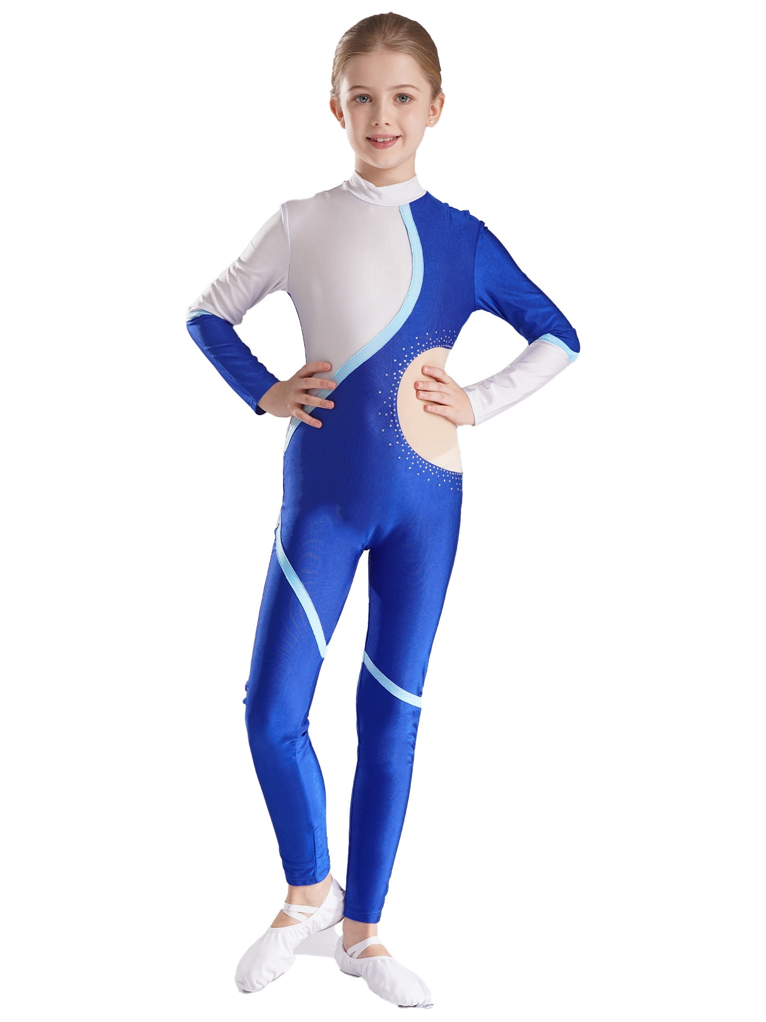 renvena Kids Girls Long Sleeve Full Body Gymnastics Leotard Turtleneck ...