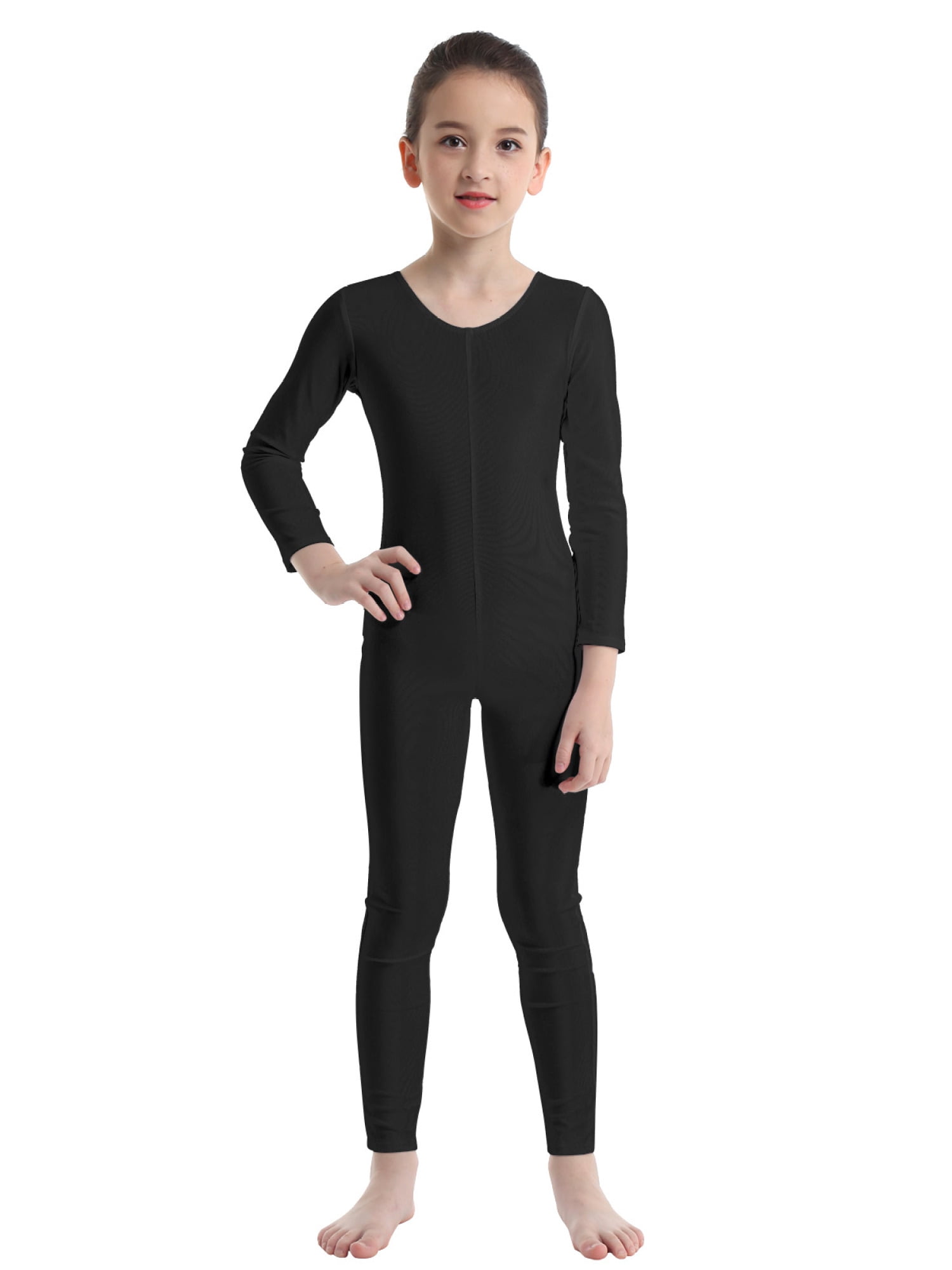 renvena Kids Girls Long Sleeves Full Body Unitard Gymnastics Leotard ...