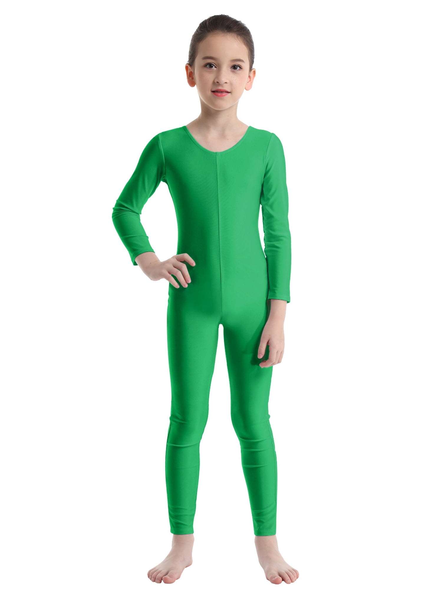renvena Kids Girls Long Sleeves Full Body Unitard Gymnastics Leotard ...