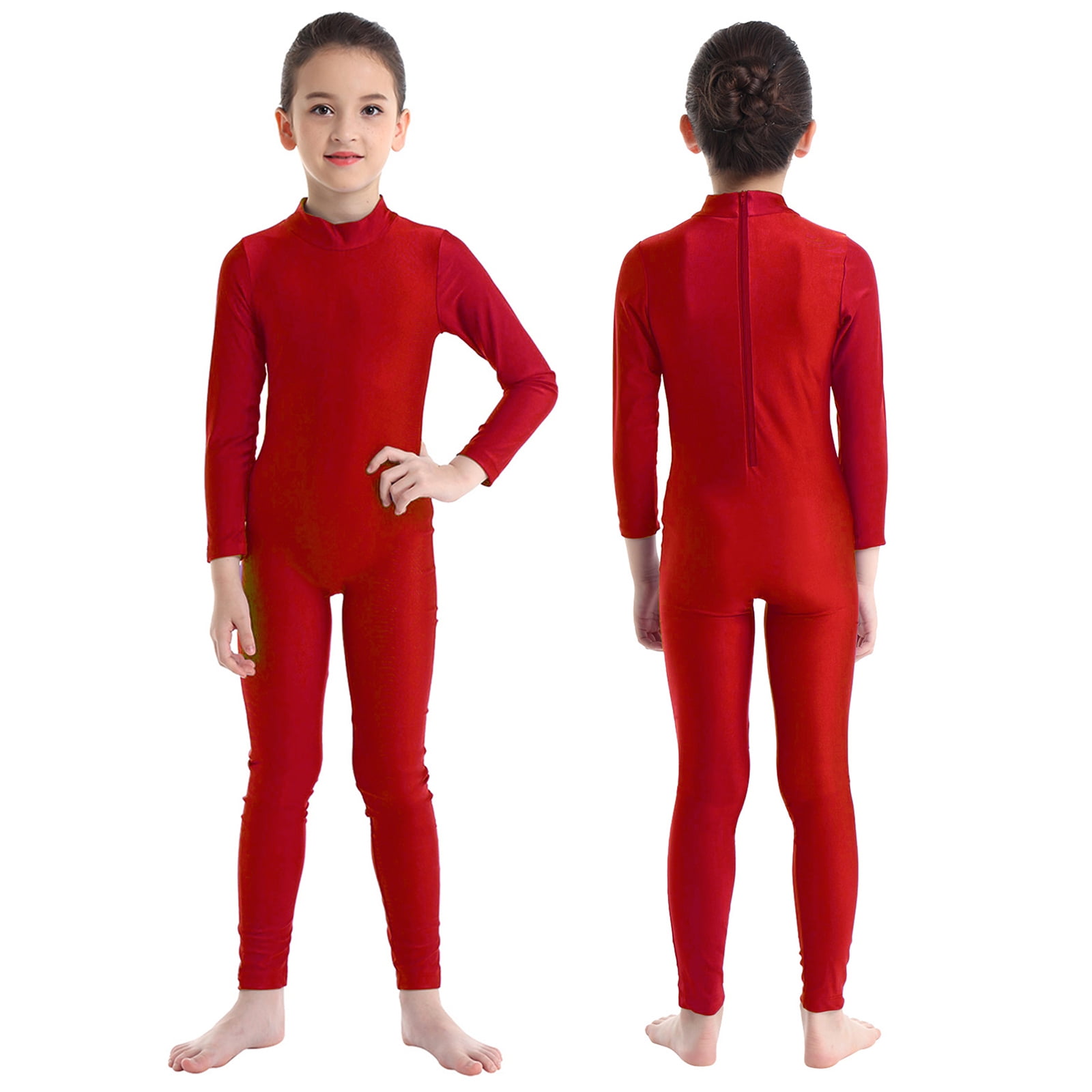 renvena Kids Girls Long Sleeves Zippered Back Ballet Dance Gymnastics ...