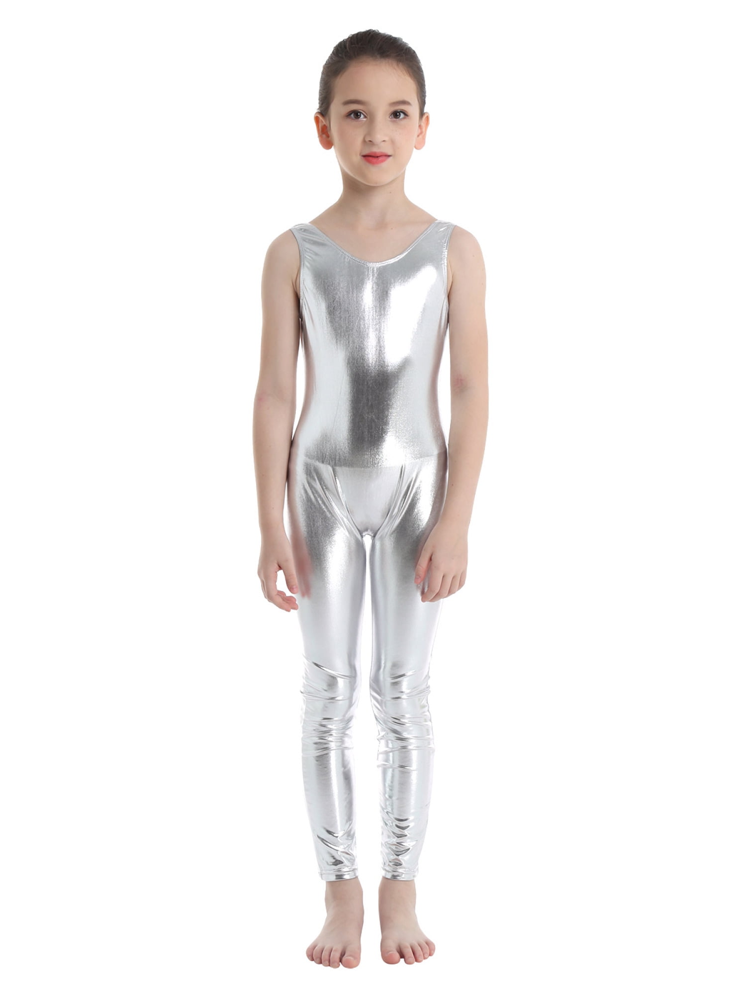 renvena Kids Girls One Piece Shiny Sleeveless Gymnastic Leotard Unitard ...