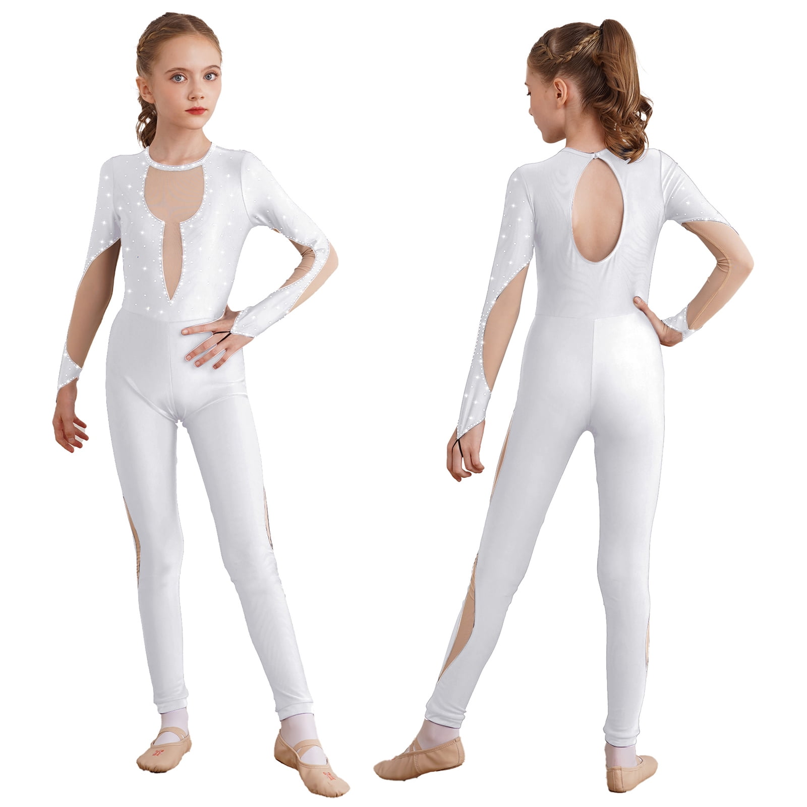 renvena Kids Girls Shiny Rhinestones Ballet Gymnastic Dance Leotard ...