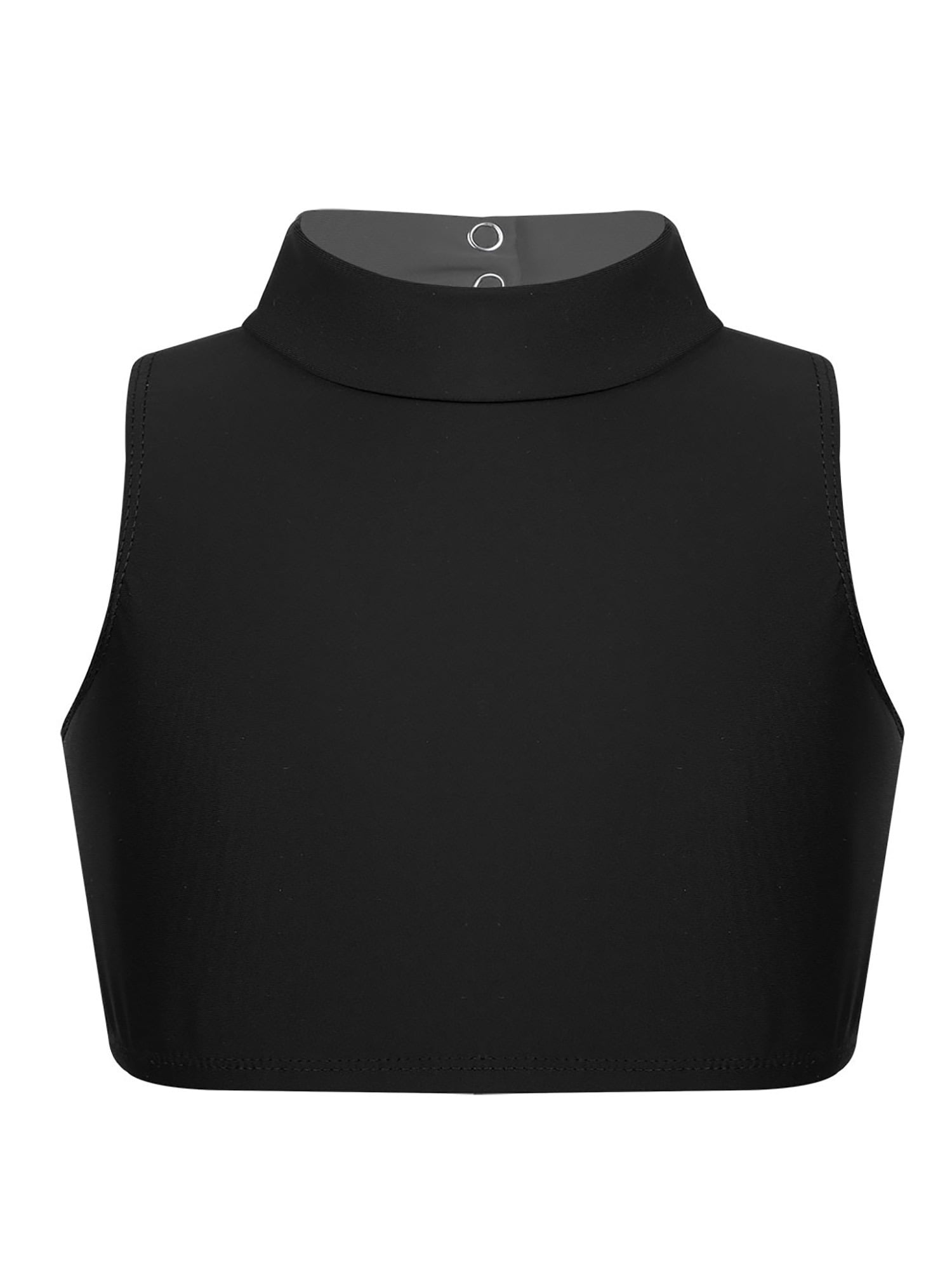 renvena Kids Girls Sleeveless Criss Cross Back Mock Neck Crop Top Dance ...