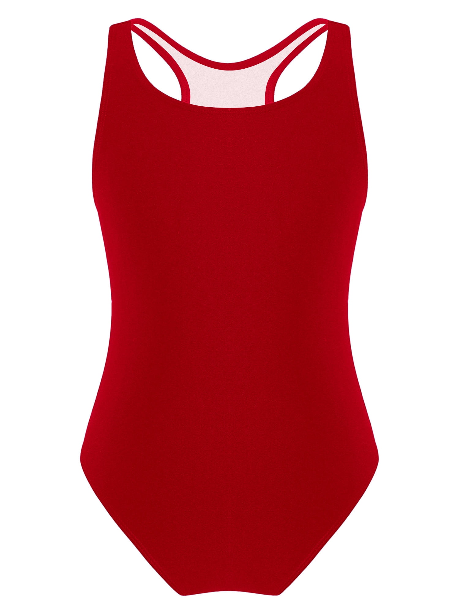 renvena Kids Girls Solid Color One Piece Swimsuit Racer Back Sporty ...