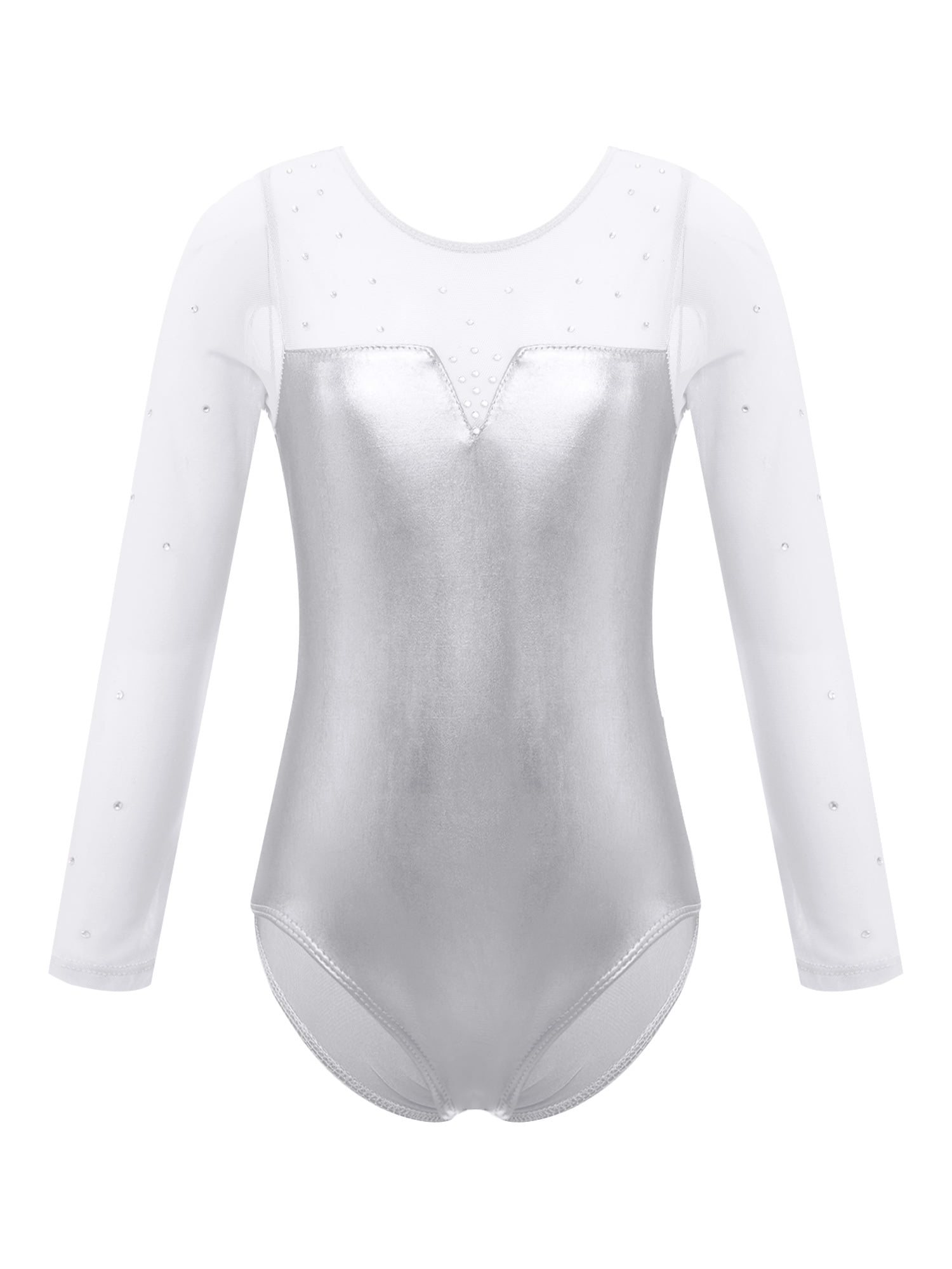 renvena Kids Girls Sparkly Metallic Long Sleeve Ballet Gymnastics ...