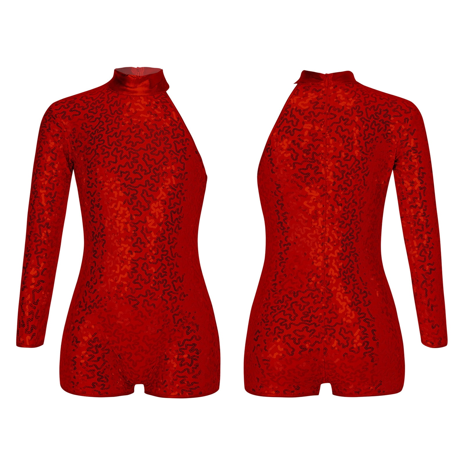 renvena Kids Girls Sparkly Single Long Sleeves Ballet Gymnastic Leotard ...