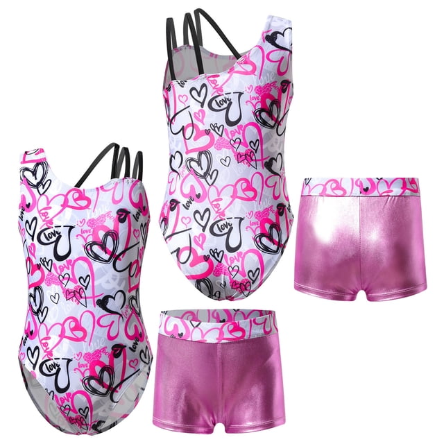 renvena Kids Girls Two Piece Unitard Leotard Stretchy Bodysuit ...