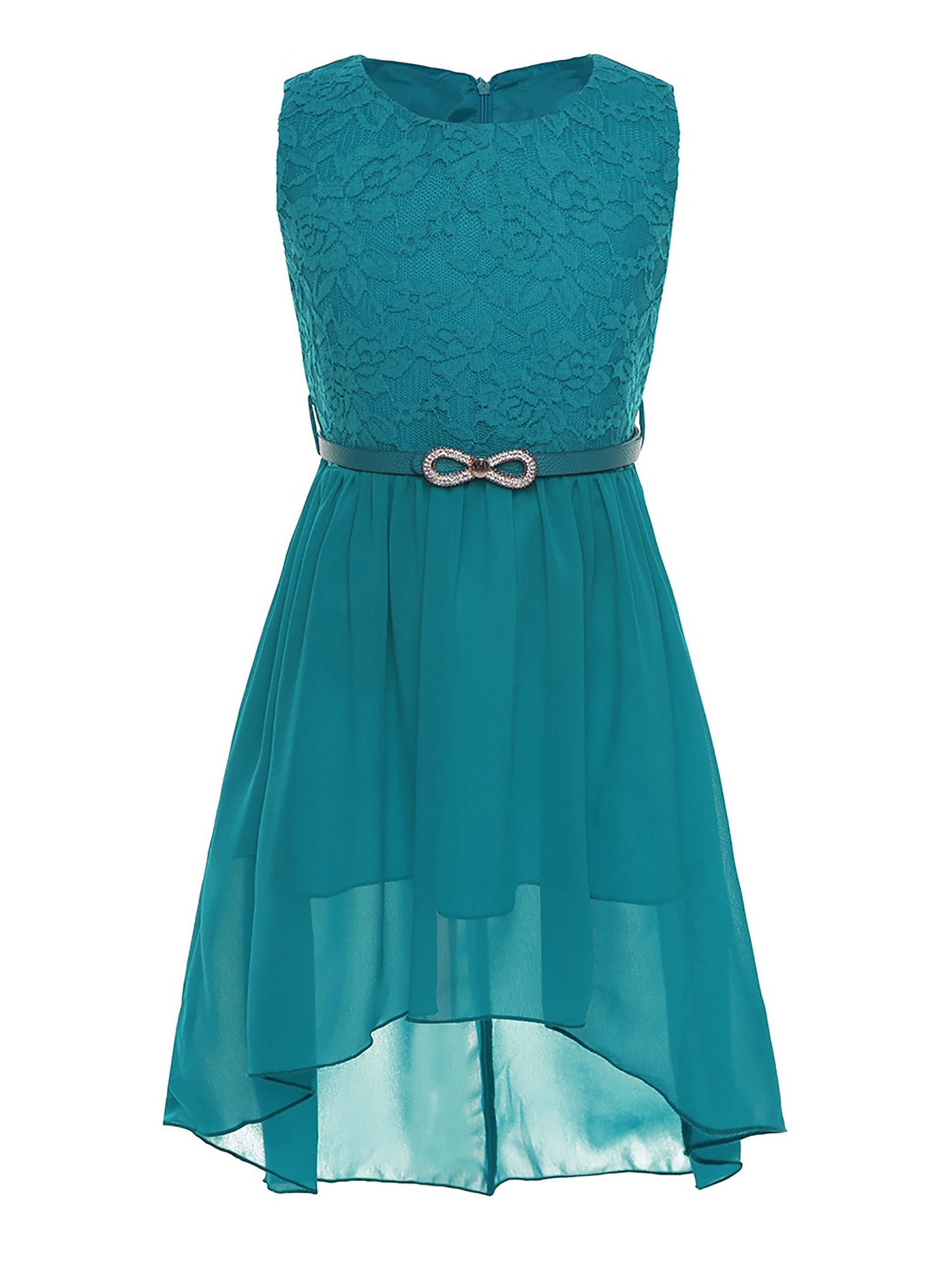 renvena Kids Sleeveless Floral Lace Chiffon High Low Hem Flower Girls ...