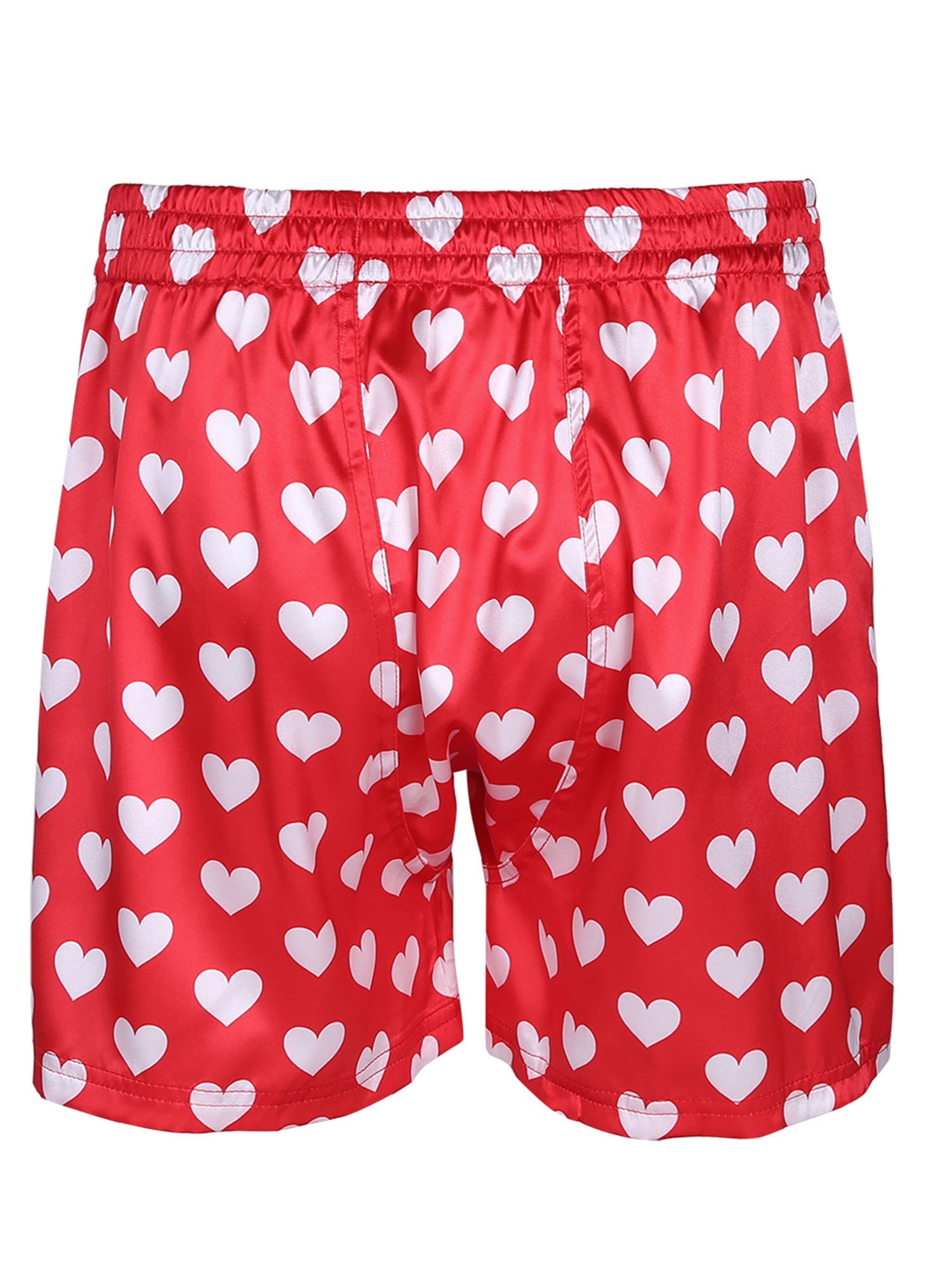 renvena Mens Love Heart Print Boxers Shorts Silky Satin Elastic Waist ...