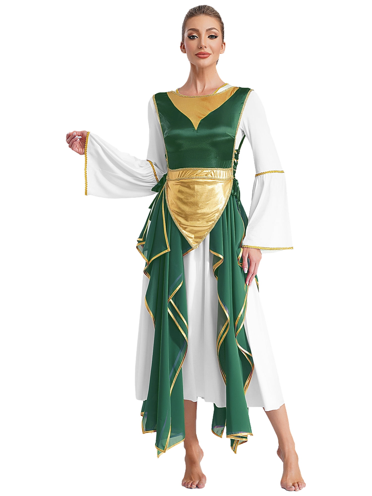renvena Praise Dance Outfit for Women Long Sleeve Liturgical Dance ...