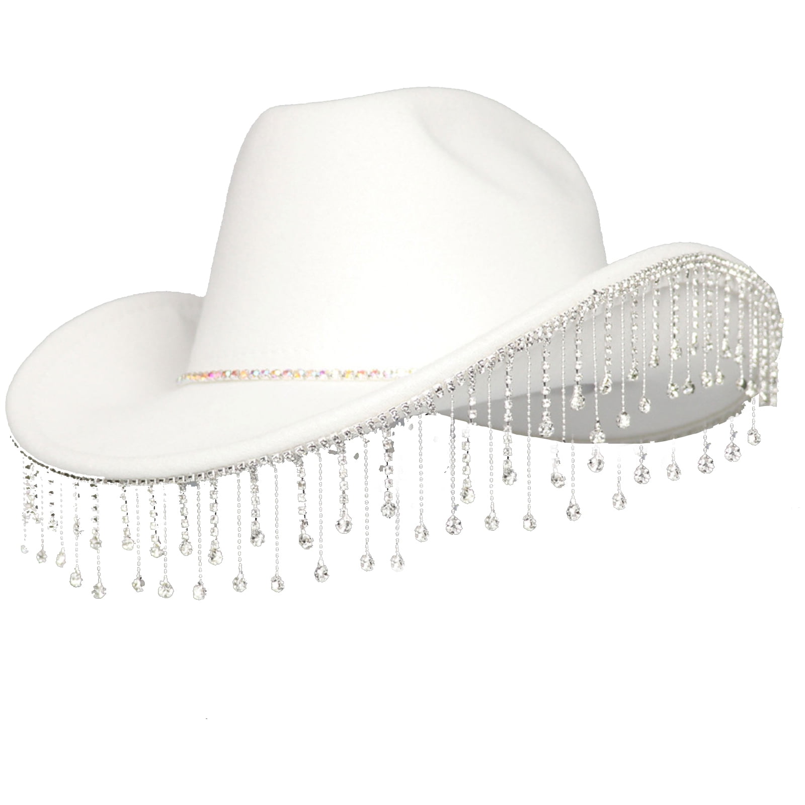 renvena Western Cowboy Hat Rhinestone Fringe Cowgirl Hat Glitter Bling ...