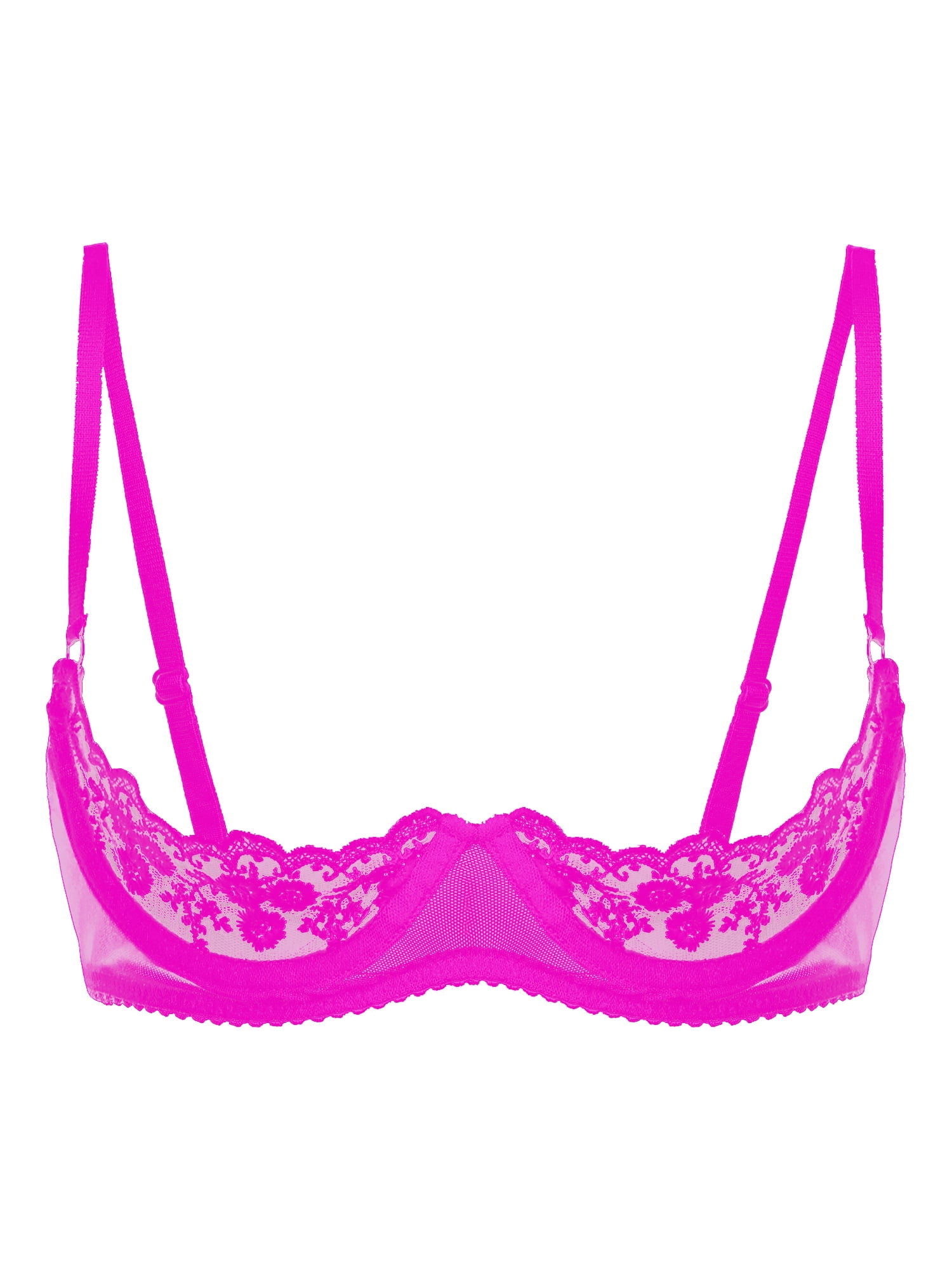 renvena Women's 1/4 Cup Lace Bra Balconette Mesh Underwired Unlined ...