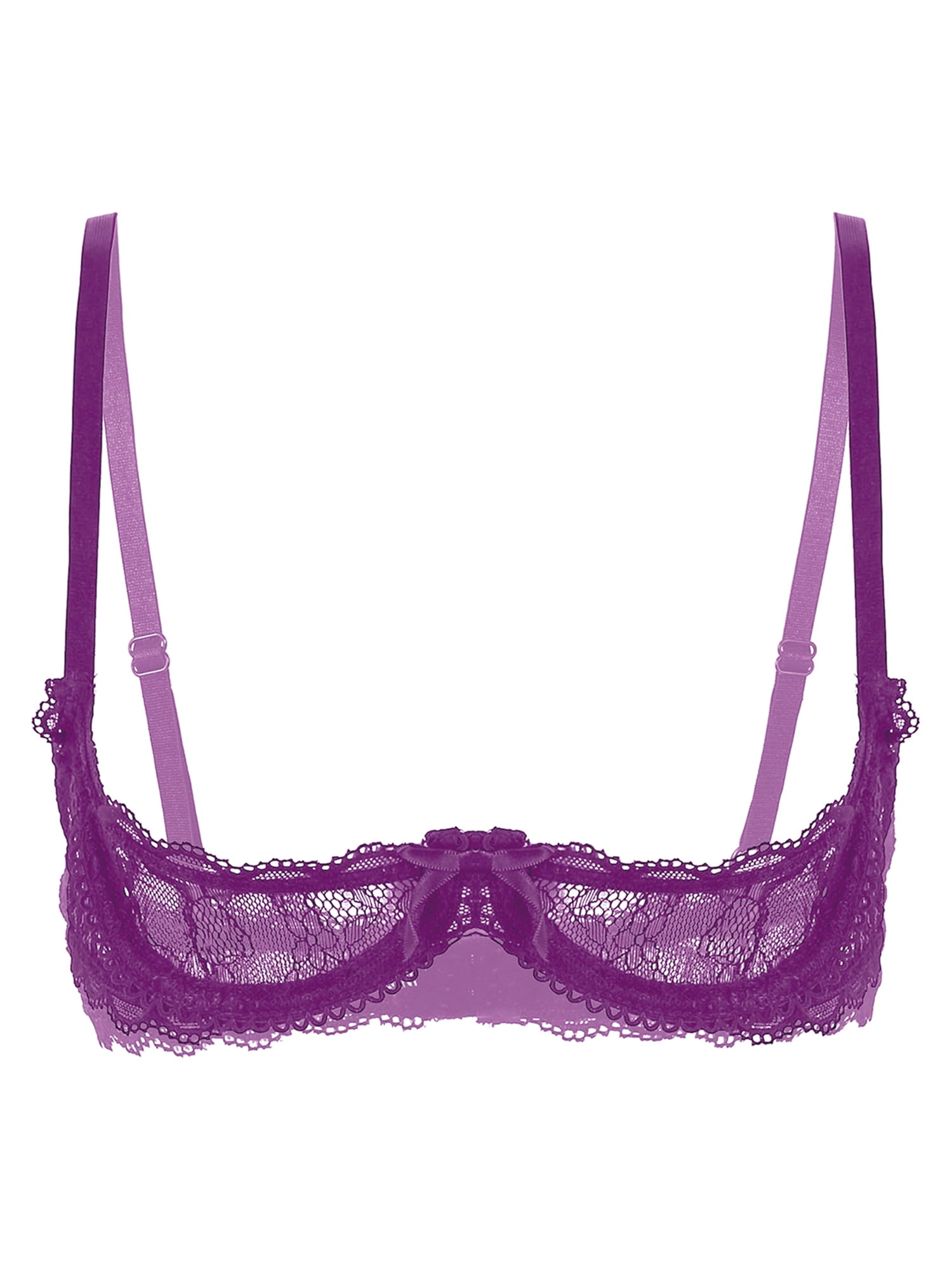 renvena Women's Sheer Lace Lingerie Push Up Underwired Shelf Bra 1/4 ...