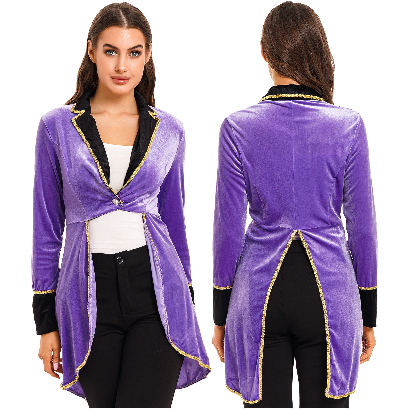 renvena Women's Velvet Steampunk Swallow-Tailed Coat Ringmaster Cosplay ...