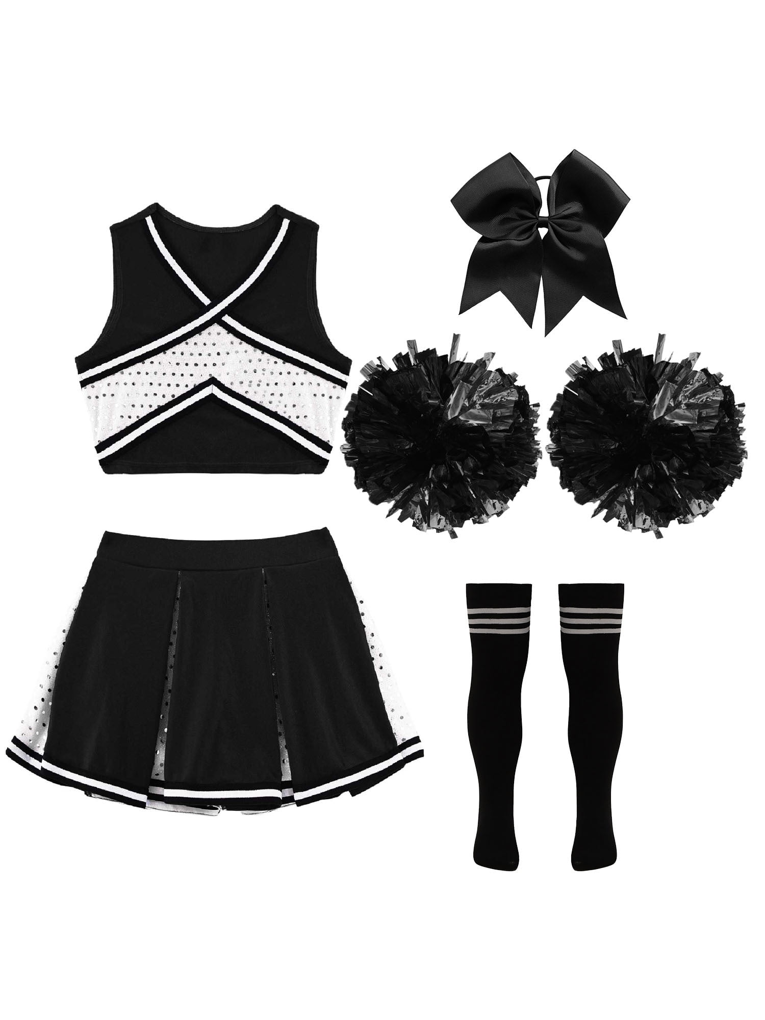 renvena irls Cheer Dance Costume Halloween Sleeveless Crop Top Pleated ...