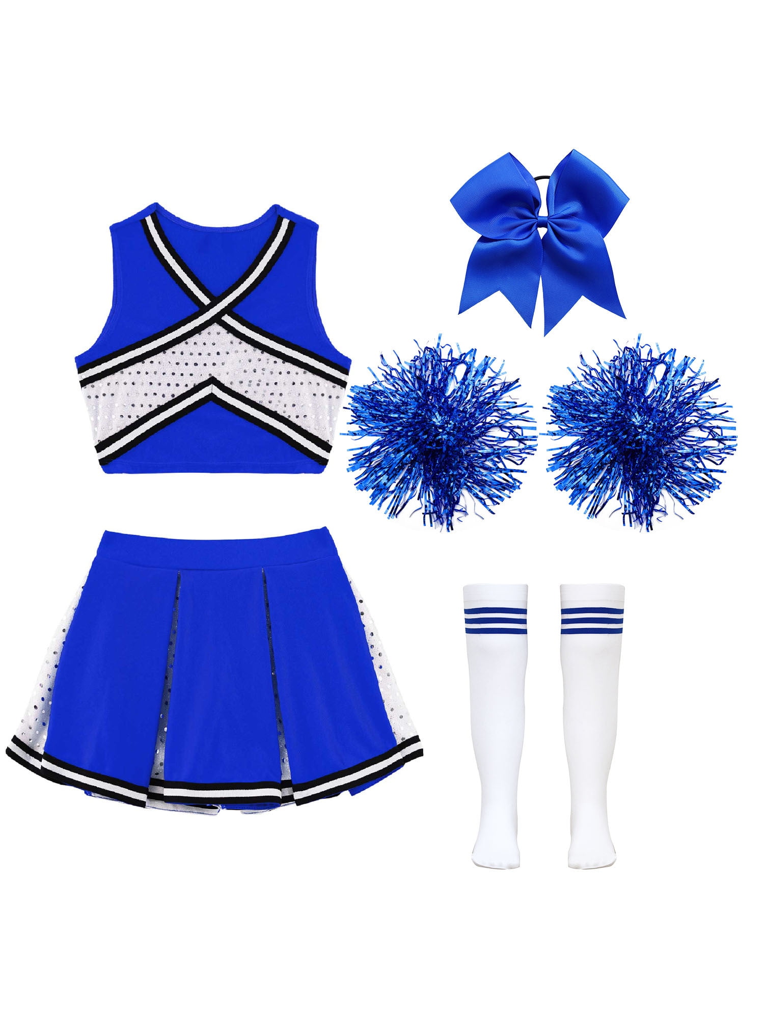 renvena irls Cheer Dance Costume Halloween Sleeveless Crop Top Pleated ...