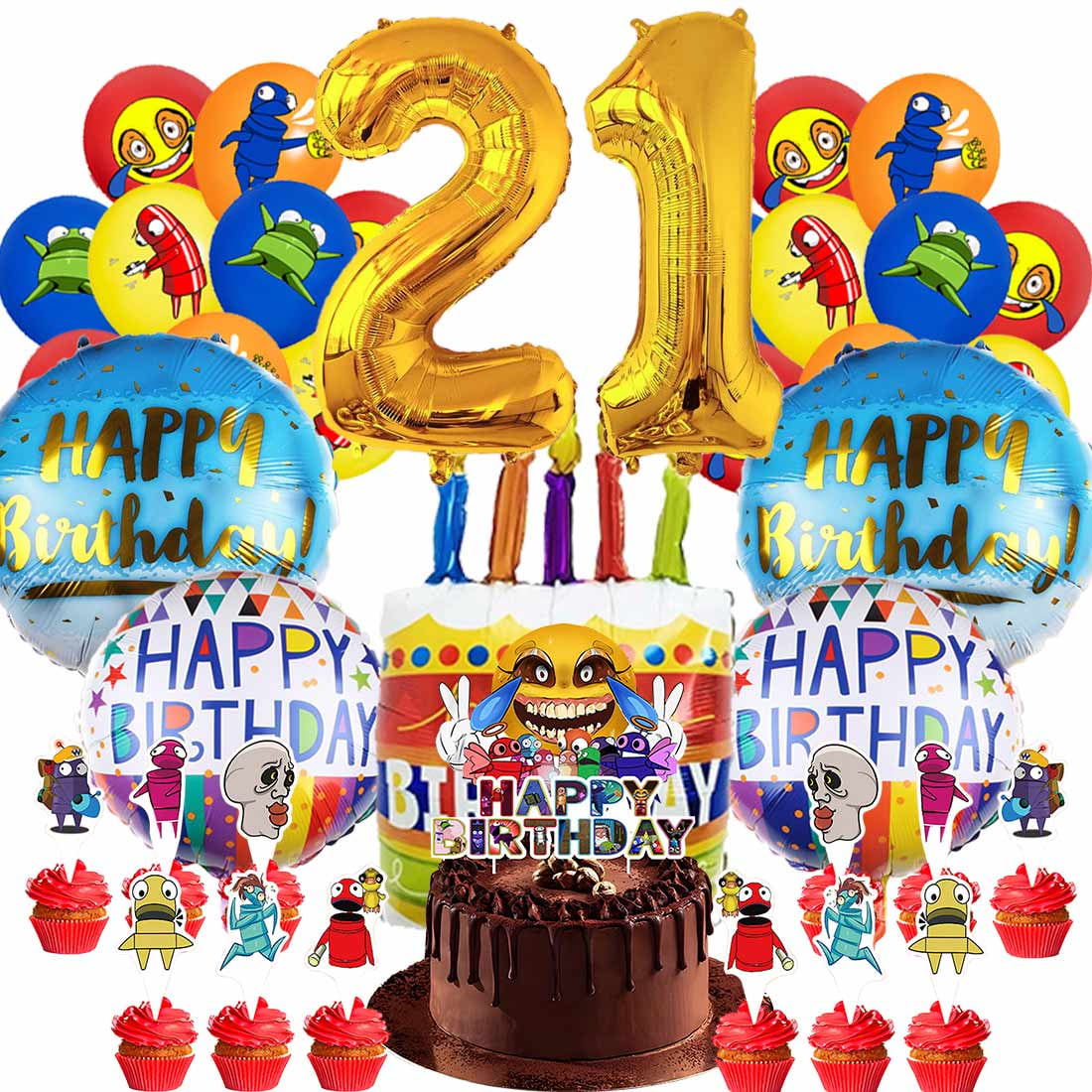 repo Party Supplies 21th Decor Kit Balloons Birthday Cake Topper ...