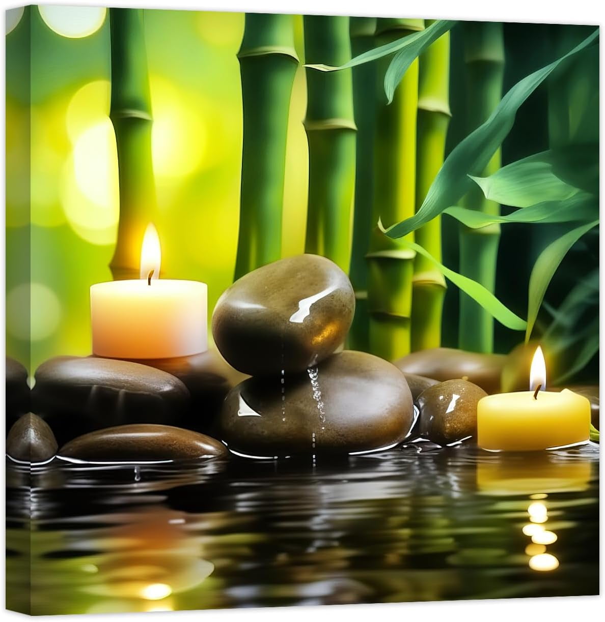 reree Green Zen Wall Art Stone Spa Pictures Bamboo Zen Bathroom Canvas ...
