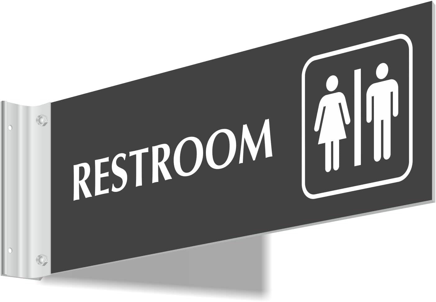 Restroom Projecting Corridor Sign with Bracket - 4"x12", Double-Sided ...