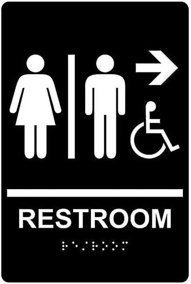 restroom right sign, ada-compliant braille and raised letters, 9x6 in ...
