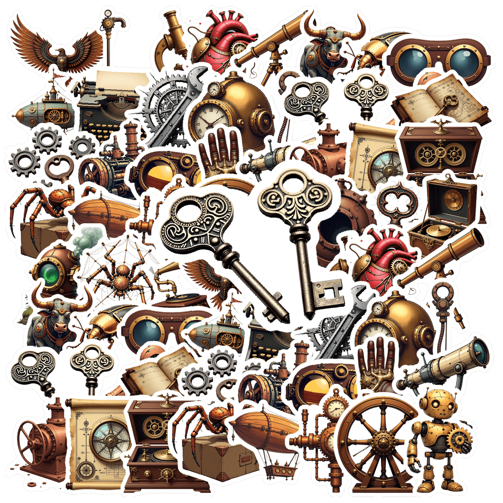 retro Steampunk Stickers Stickers, Waterproof Steampunk Stickers ...