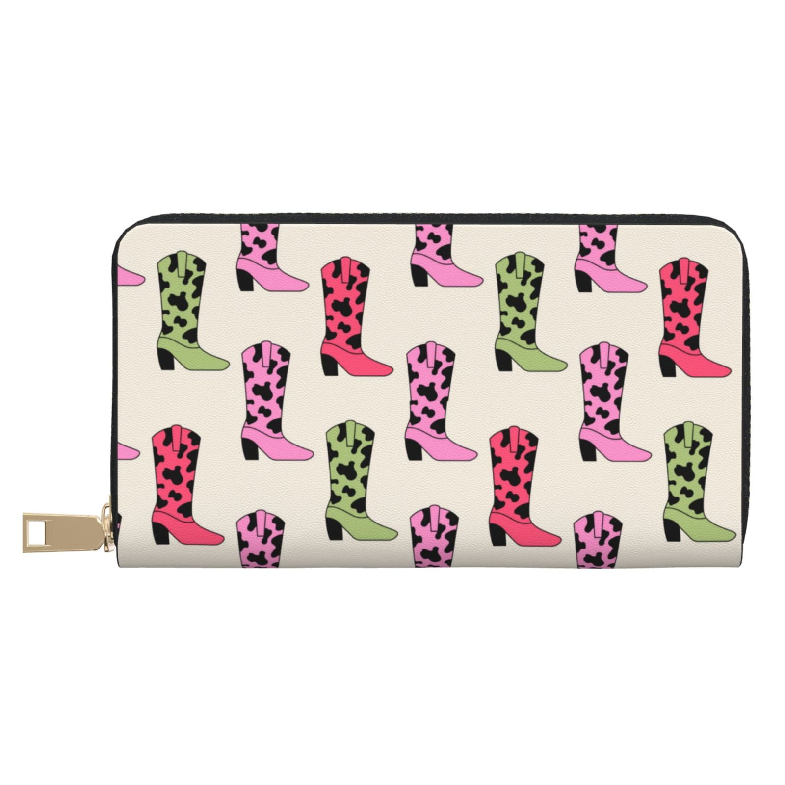 retro cowboy boots cow print Wallet Women, Leather Bifold Multi Card ...