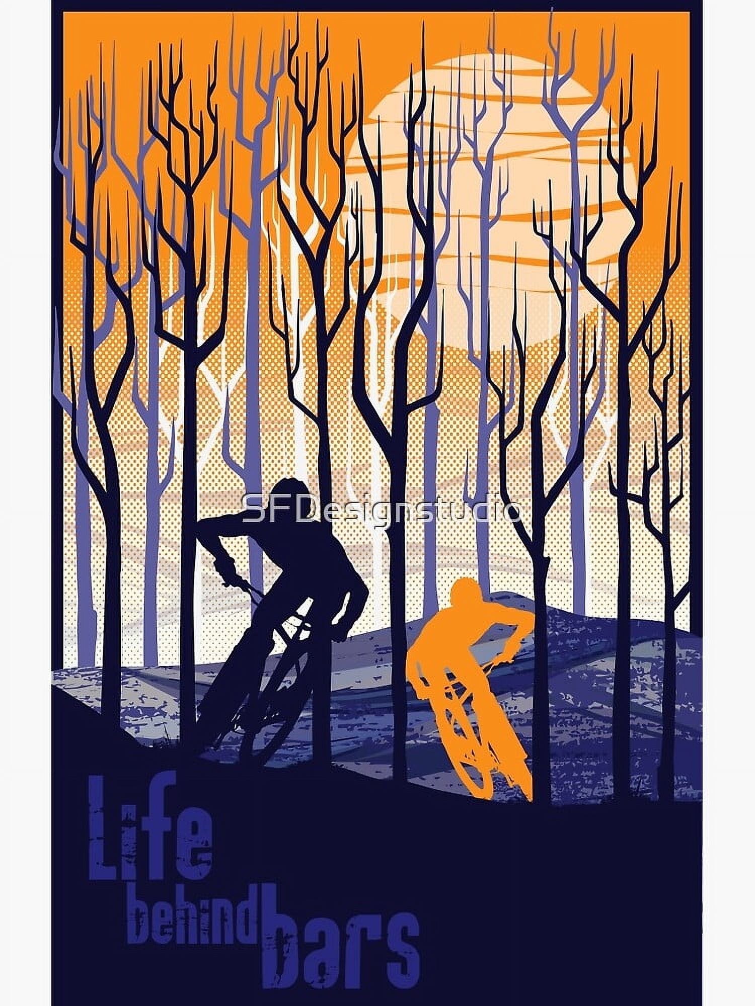 retro mountain bike poster illustration Modern Art Decor Unframe - Walmart.com