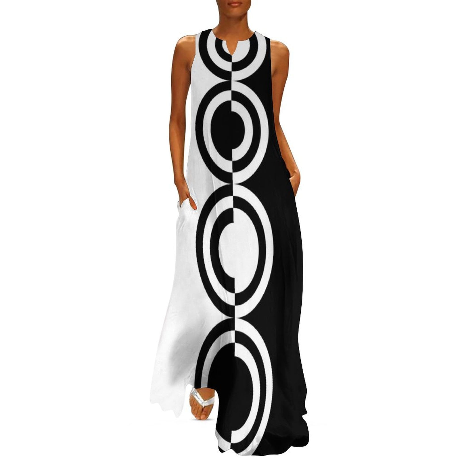 retro sixties mod contrast circles 60s design Long Dress elegant party ...