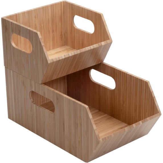 dxynlzq Bamboo Storage Bins for Pantry & Kitchen Cabinet Organizer ...