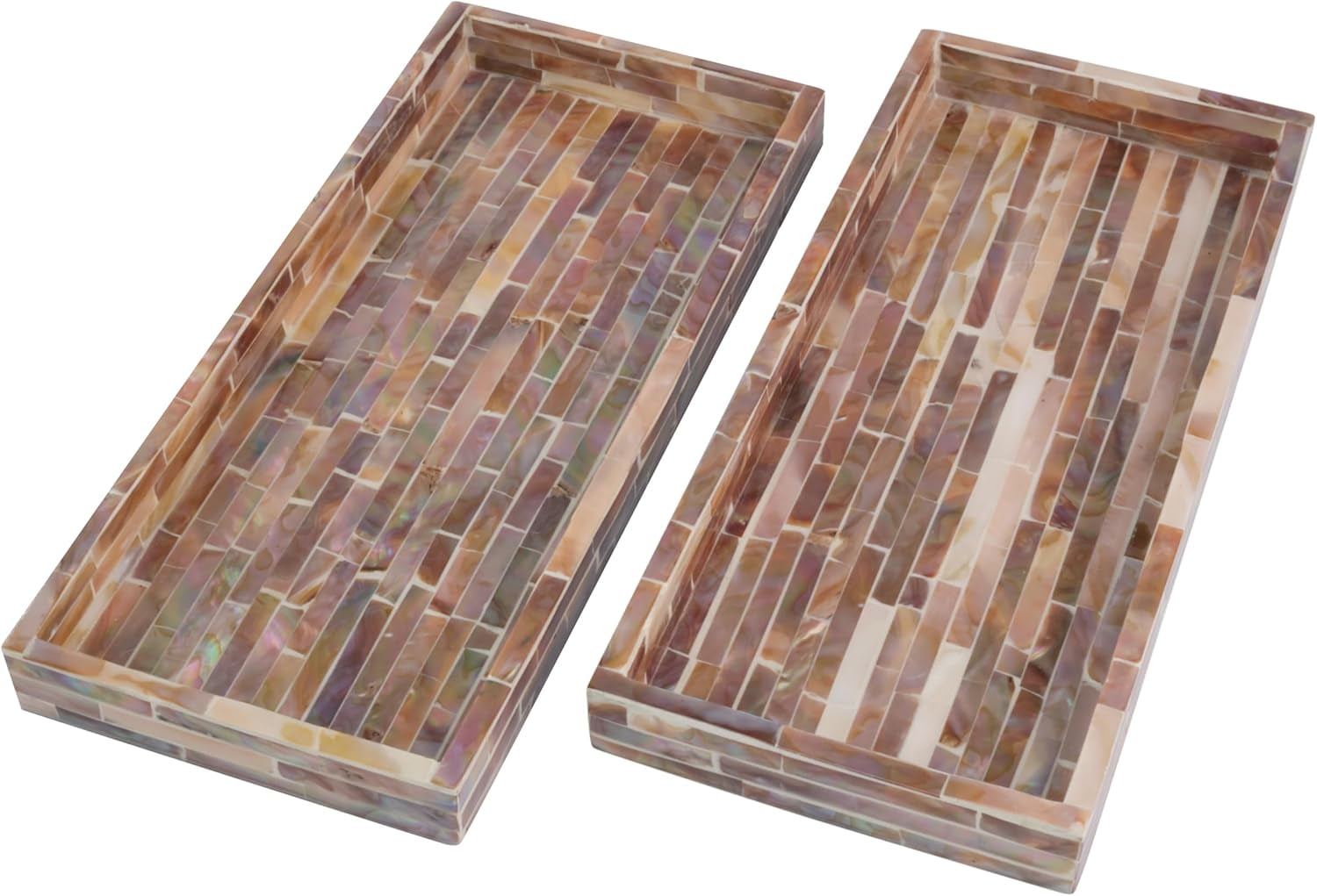 dxynlzq Mother of Pearl Vanity Tray for Bathroom Counter 11" Wooden ...