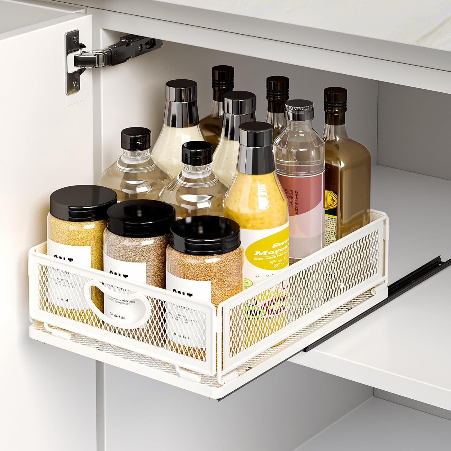 rfdxcui Pull Out Cabinet Organizer Metal Carbon Stell and Silent ...