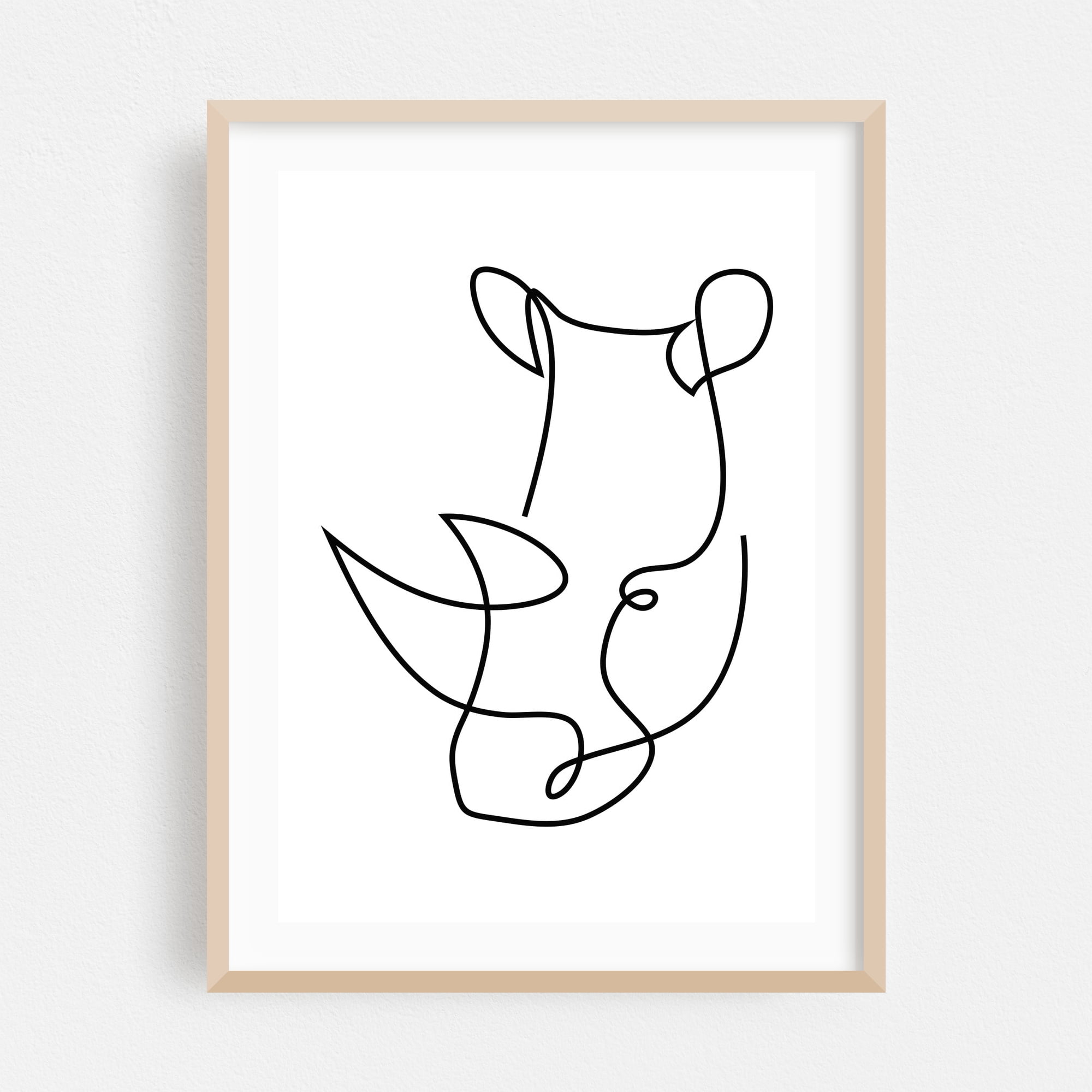 rhino one line - menace - Line Drawing Line Art Abstract Minimalist ...
