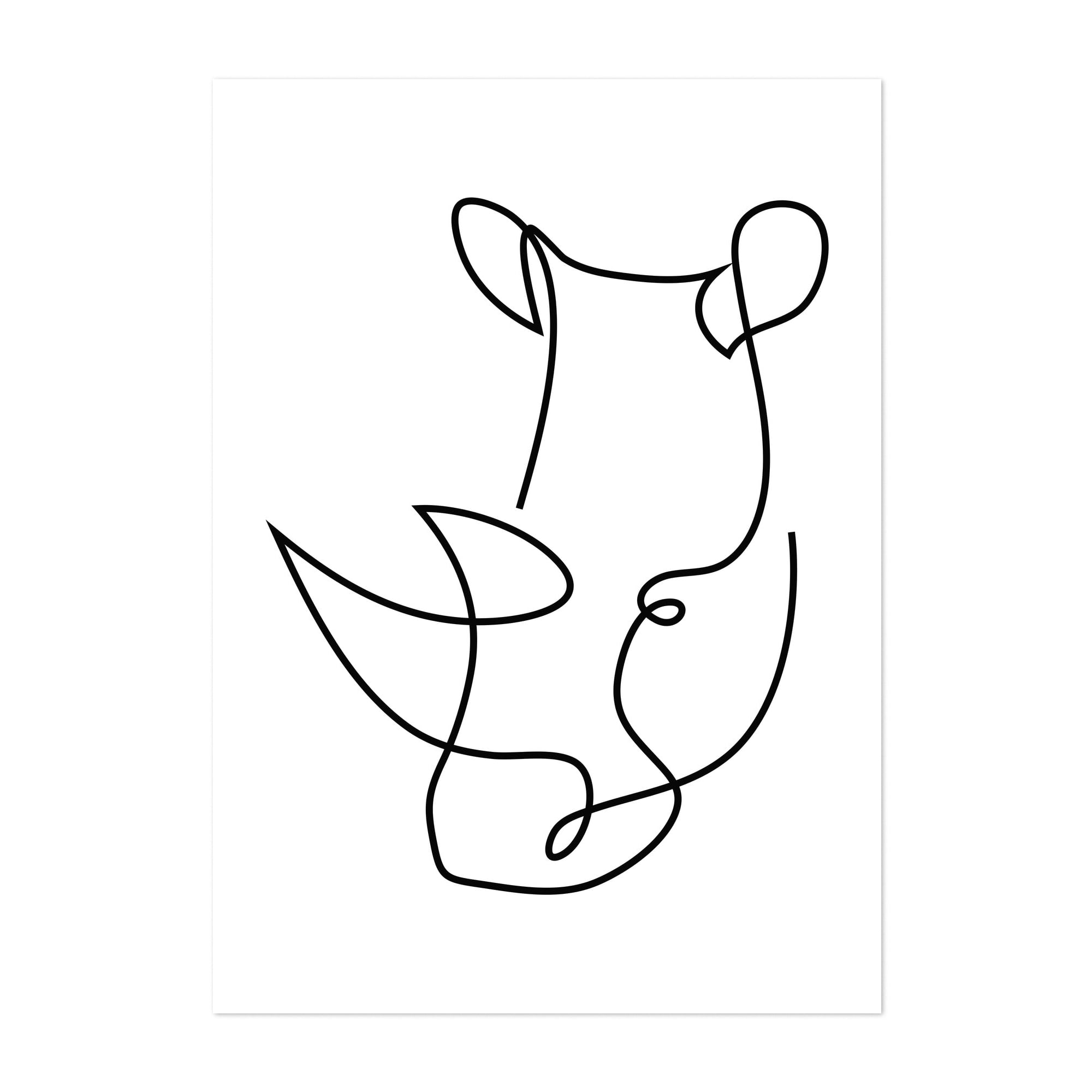 rhino one line - menace - Line Drawing Line Art Abstract Minimalist ...
