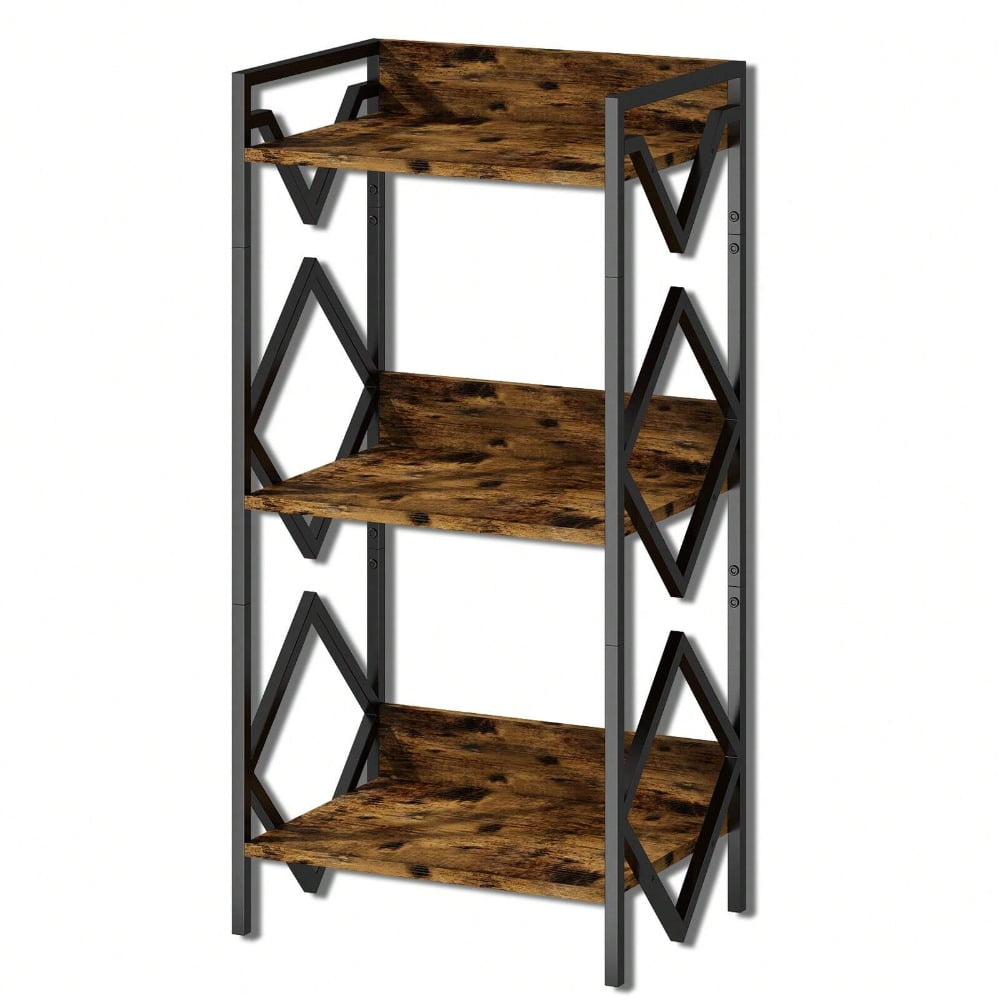 rhombus-shaped three-tier bookshelf presents a fashionable. The three ...