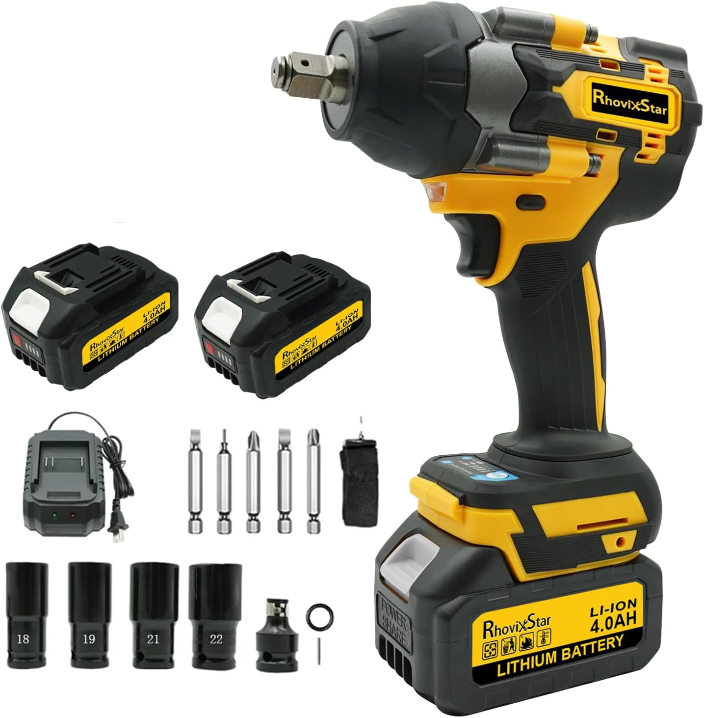 rhovixster 1/2 impact gun,cordless impact wrench set,1/2 torque impact ...