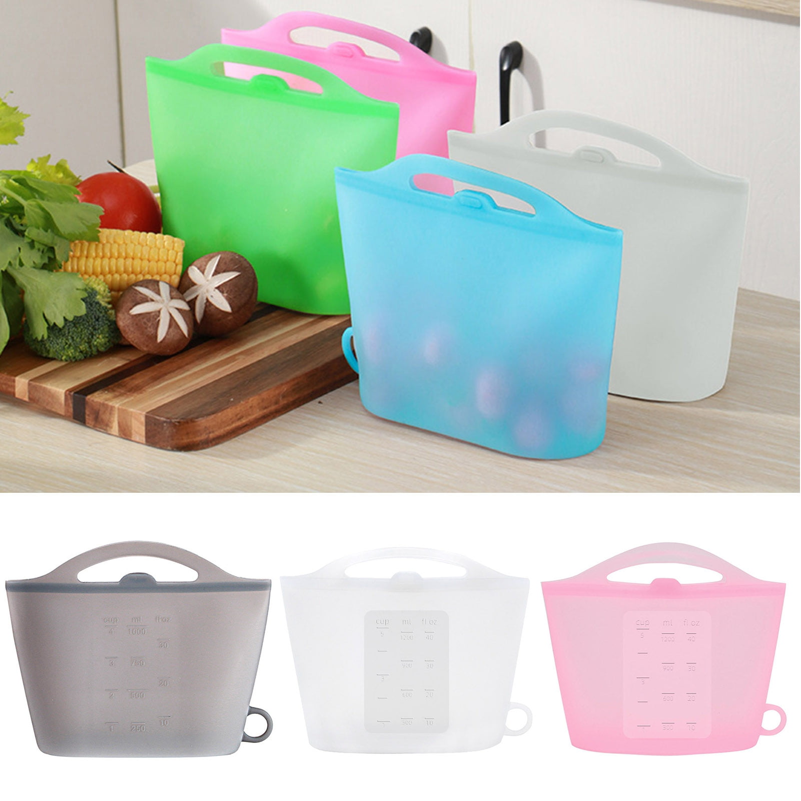 riaocot 1L Silicone Storage Bag Good Seal Food Preservation Organizer ...