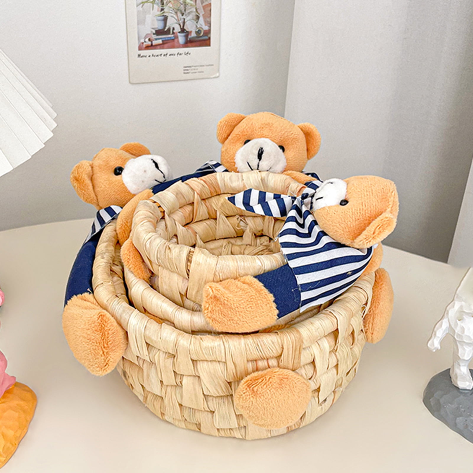riaocot Bear Storage Basket Space-saving High Capacity Keep Tidy Straw ...