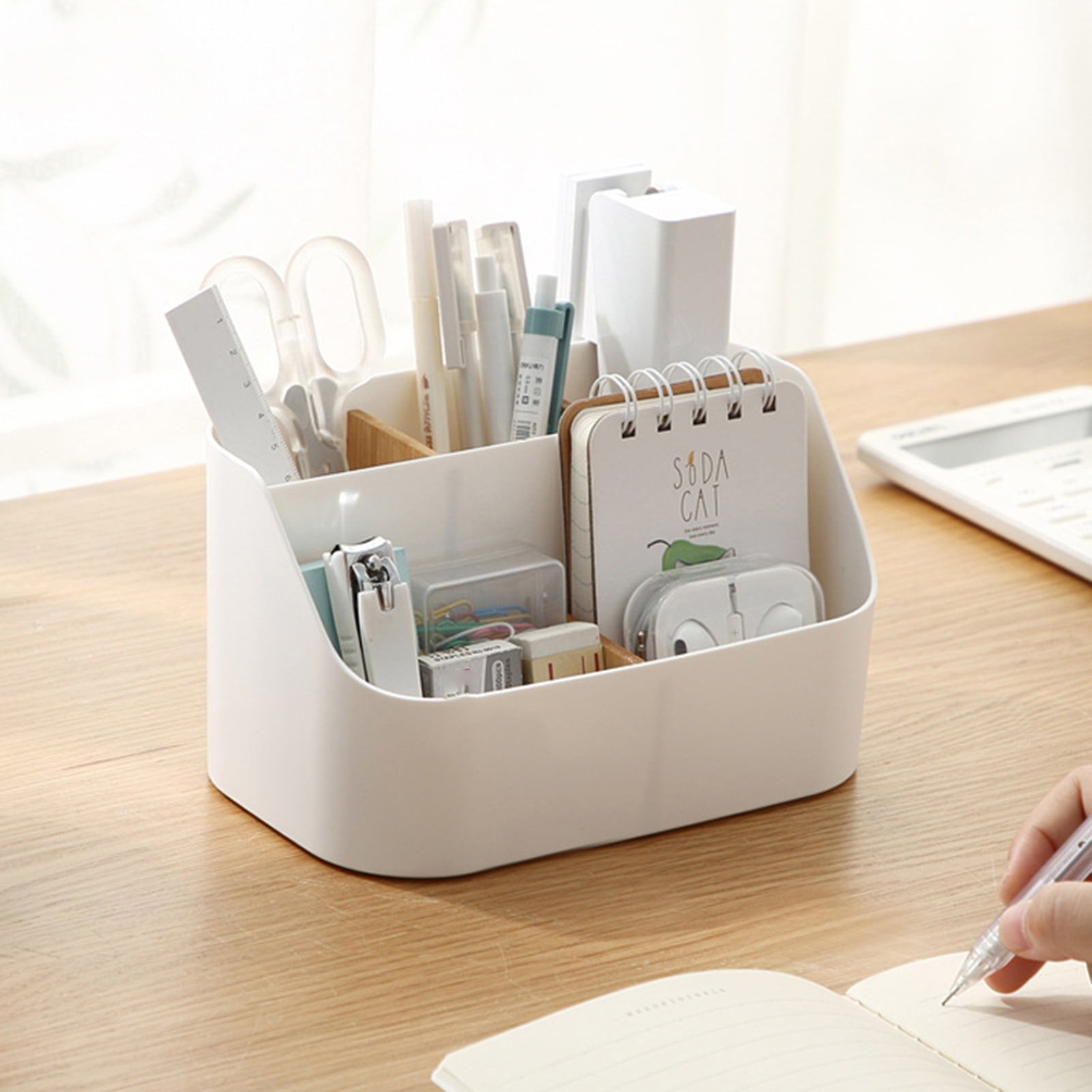 riaocot Desk Storage Box Large Capacity Detachable Baffle Stationary ...